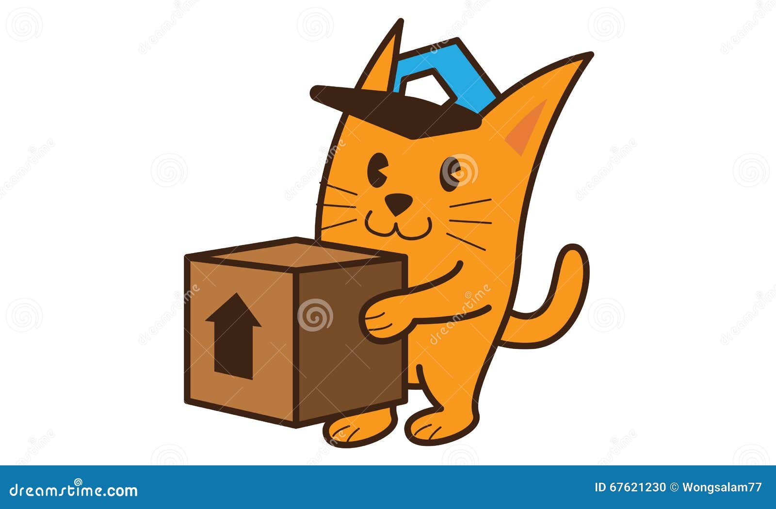 Cat Bring Box stock vector. Illustration of flat, concept - 67621230