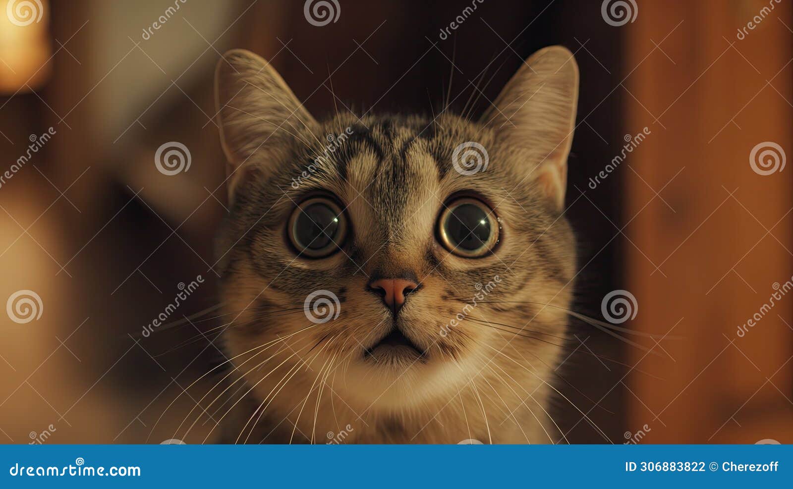 A Cat with Bulging Eyes Looks at Its Owner in Surprise Stock Photo ...