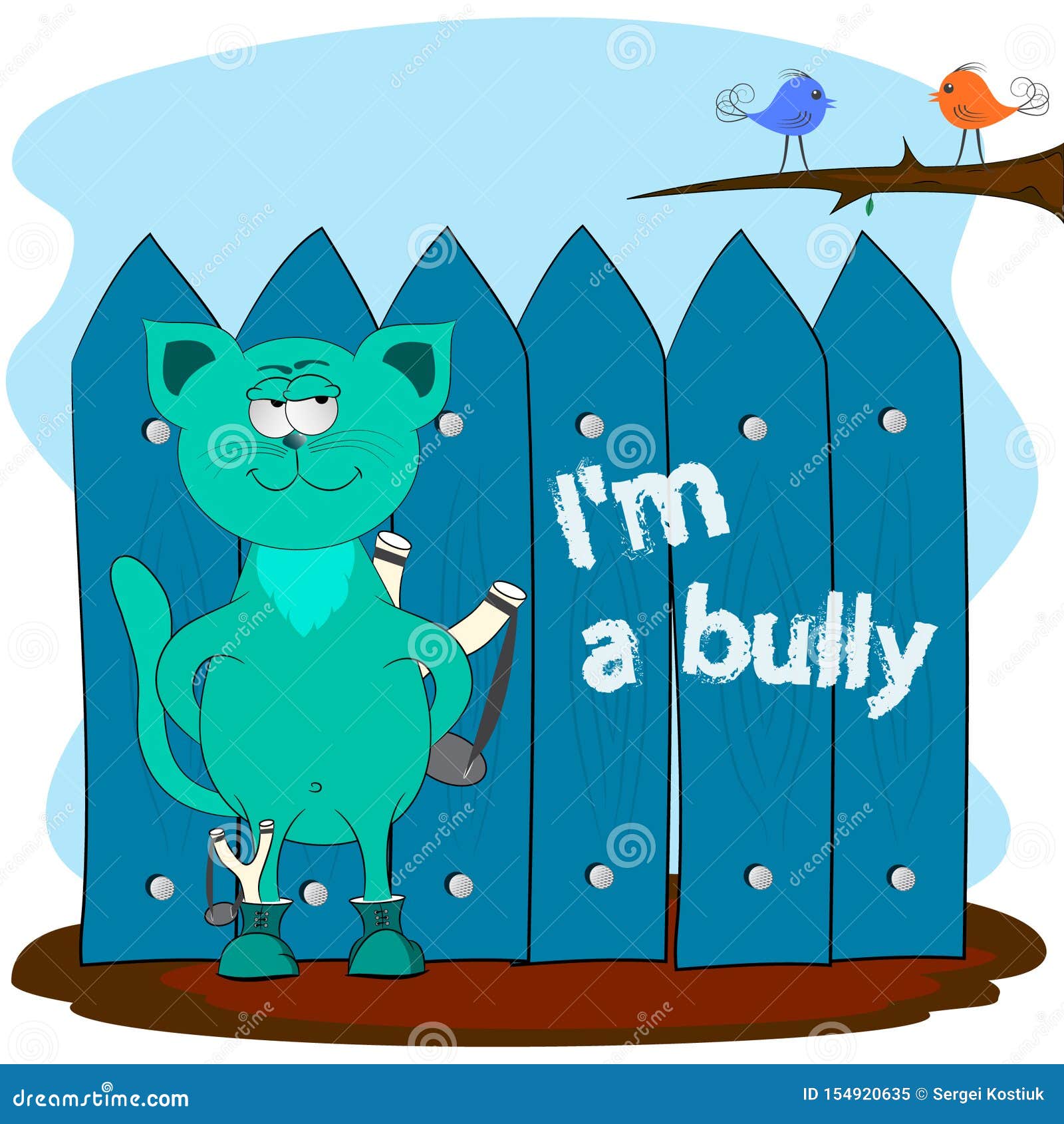 Cat Bully. Cartoon Vector Illustration. Stock Vector - Illustration of ...