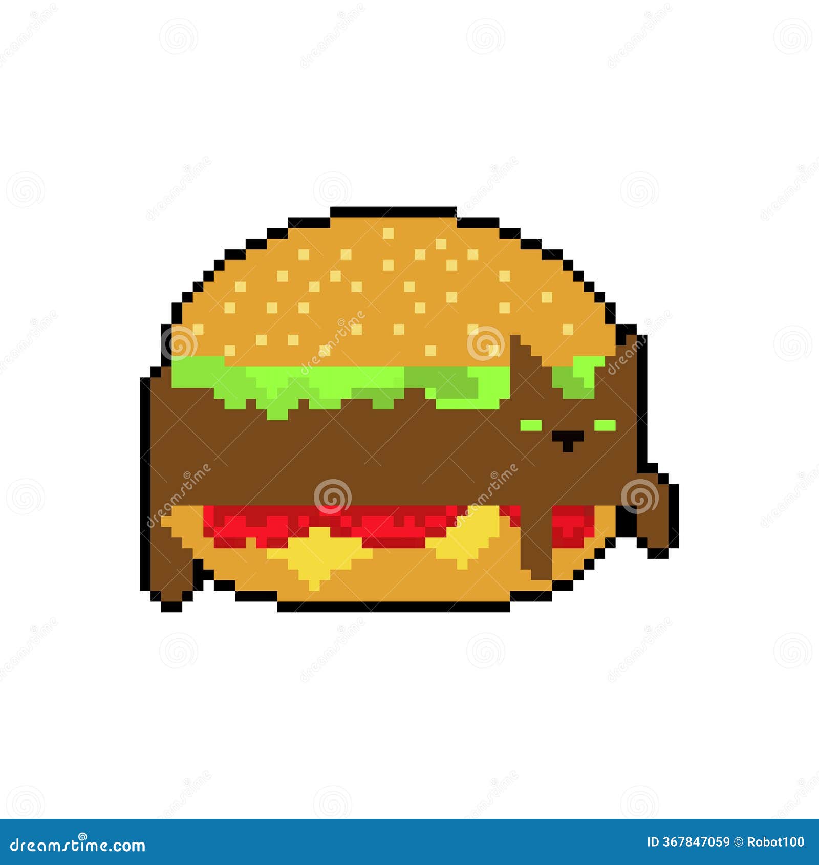 Burger Pixel Art Pattern Seamless. Hamburger Pixelated Background. Fast ...