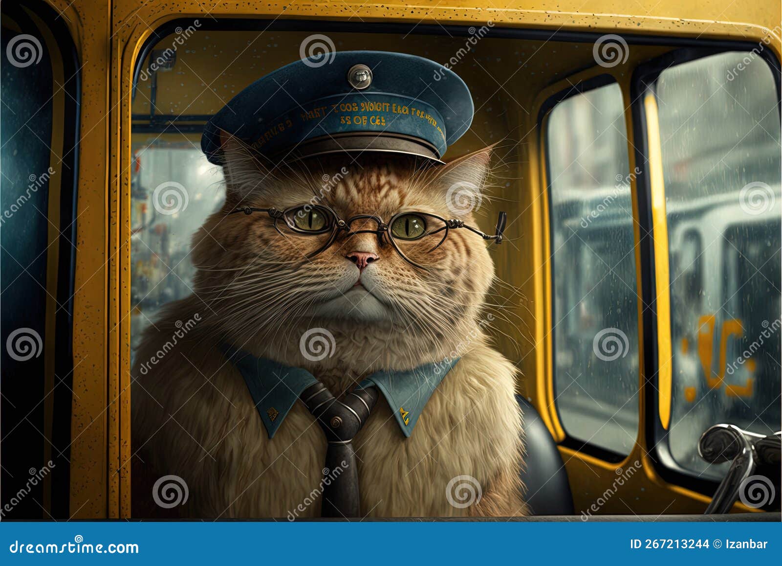 Cat Bus Driver Illustration Generative Ai Stock Illustration ...