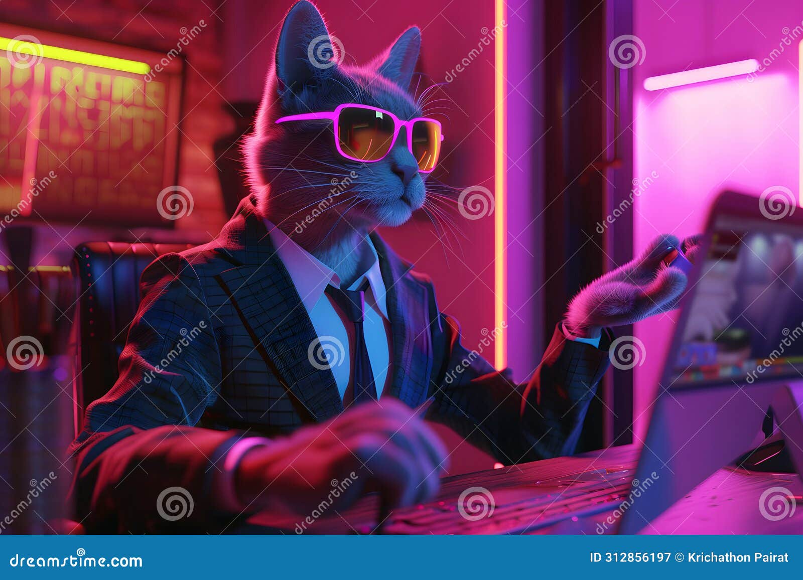 Cat Businessman, Portrait of a Businessman Cat in Various Positions ...