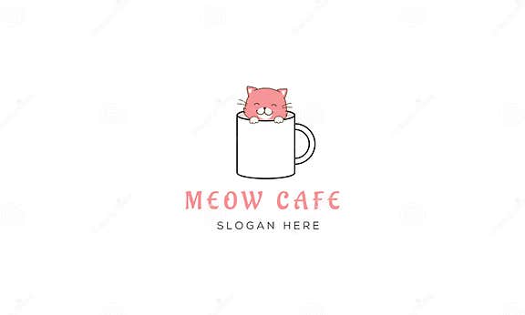 Cat Cafe Logo Design Vector Template Stock Vector - Illustration of ...