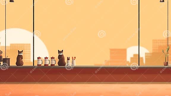 Cat Cafe Themed Background with Empty Copy Space for Text, Generative ...