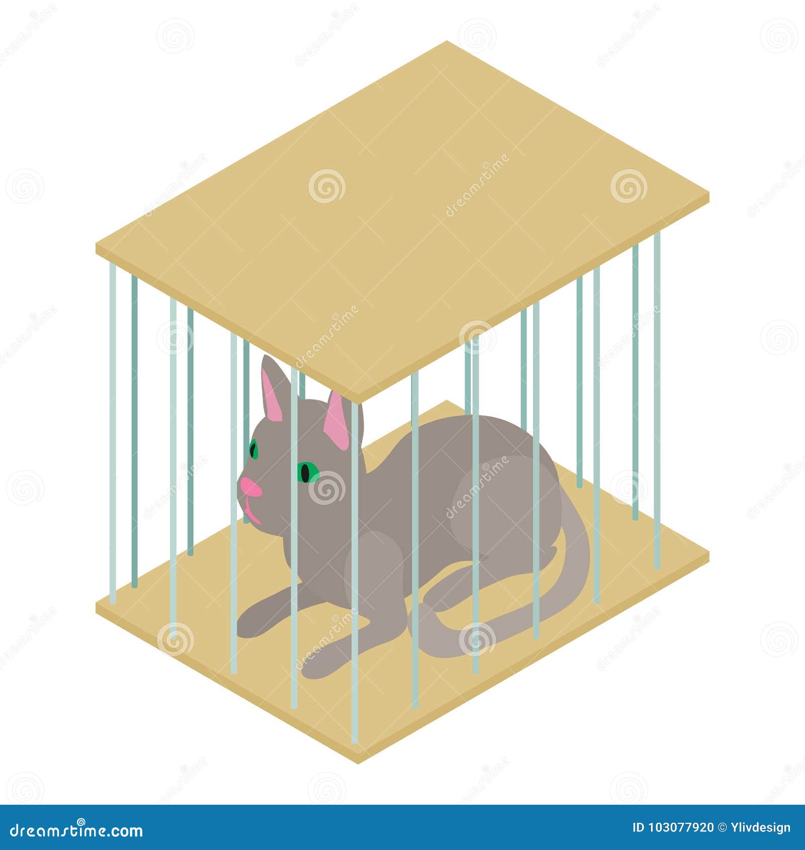 Cat Cage Icon, Isometric 3d Style Stock Vector - Illustration of ...