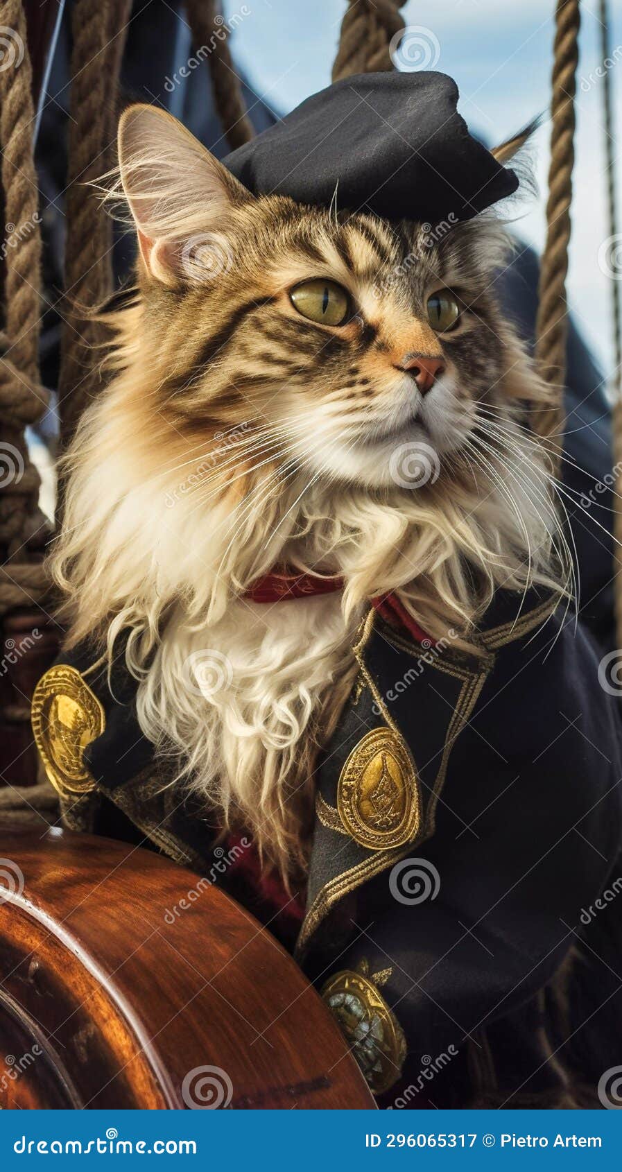 A Cat in a Captain S Suit on a Ship Stock Image - Image of boat ...