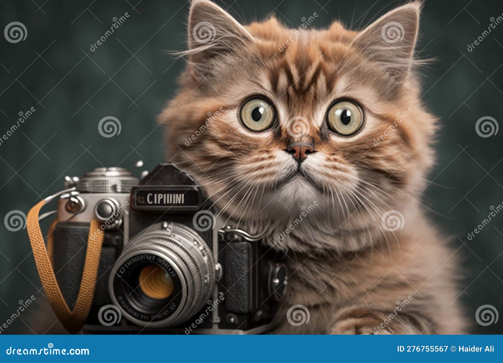 Cat Captures the Moment: a Camera Portrait. Generative AI Stock ...
