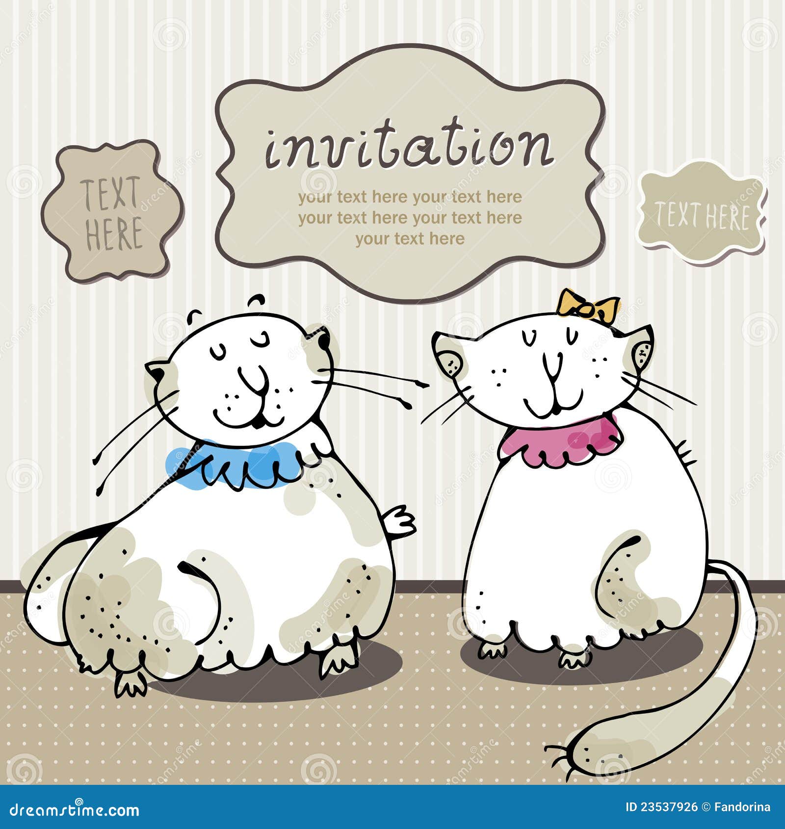 Cat card invitation stock vector. Illustration of fabric - 23537926