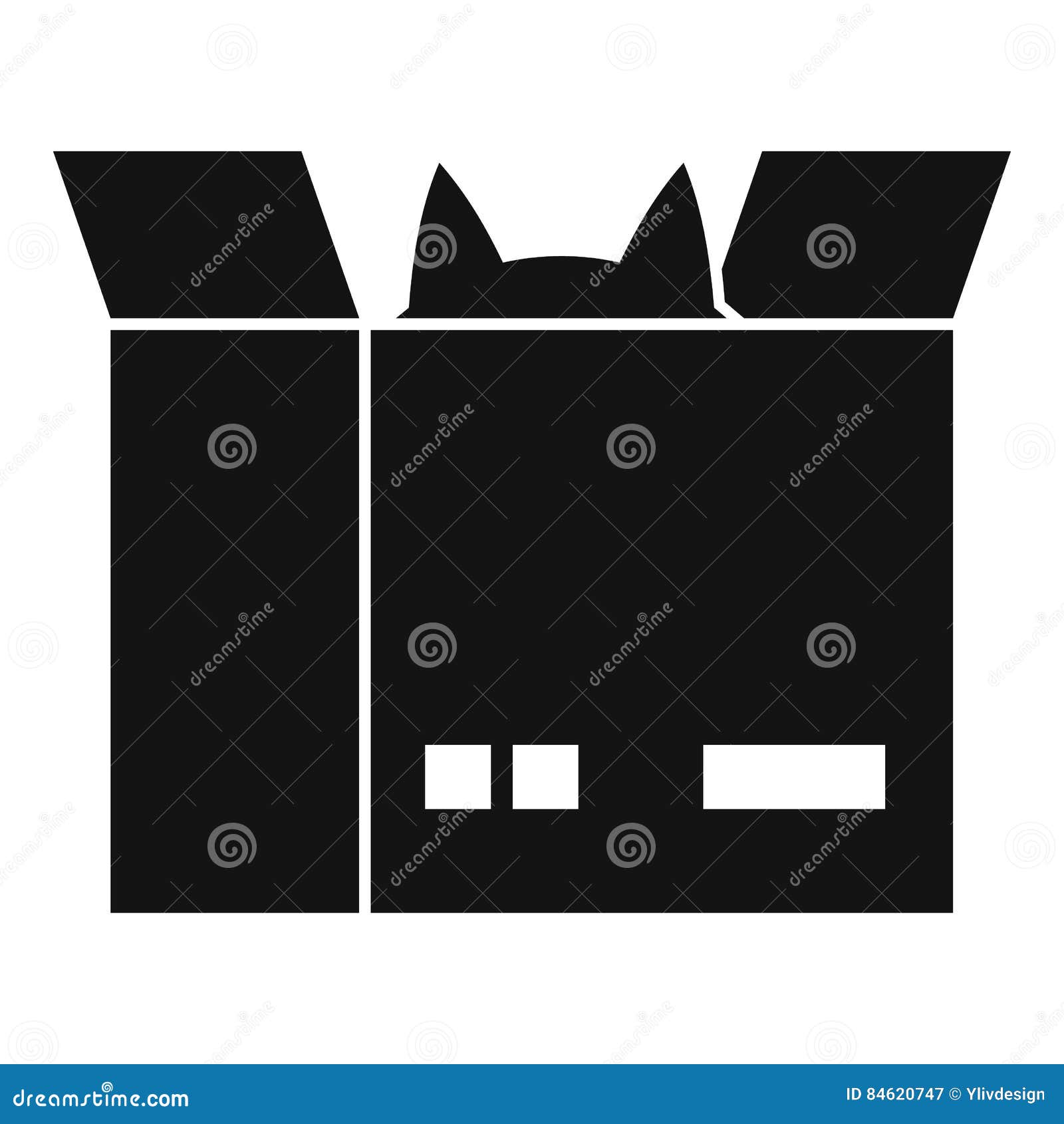 Cat in a Cardboard Box Icon, Simple Style Stock Vector - Illustration ...