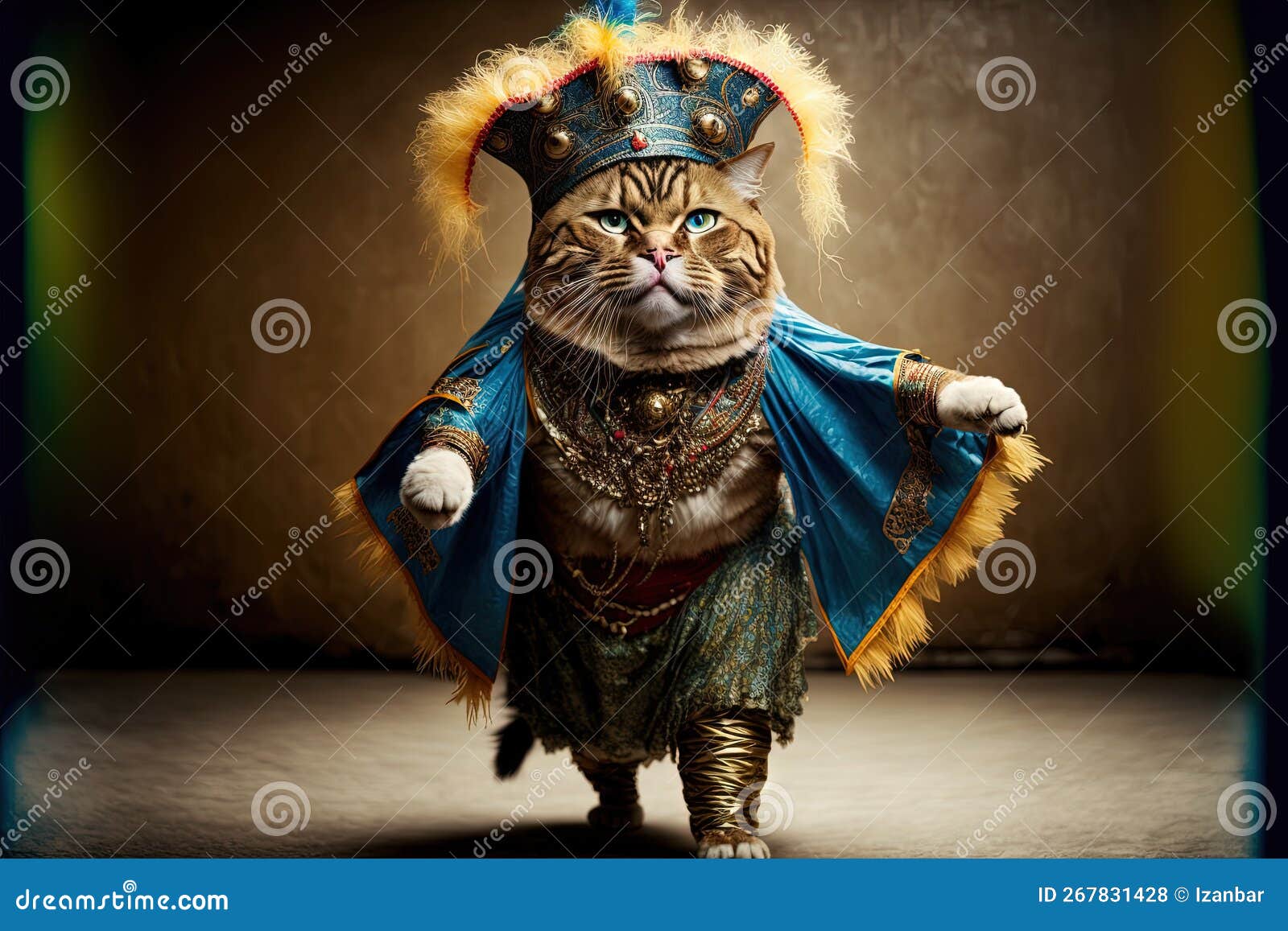 Cat in Carnival Costume Illustration Generative Ai Stock Photo - Image ...