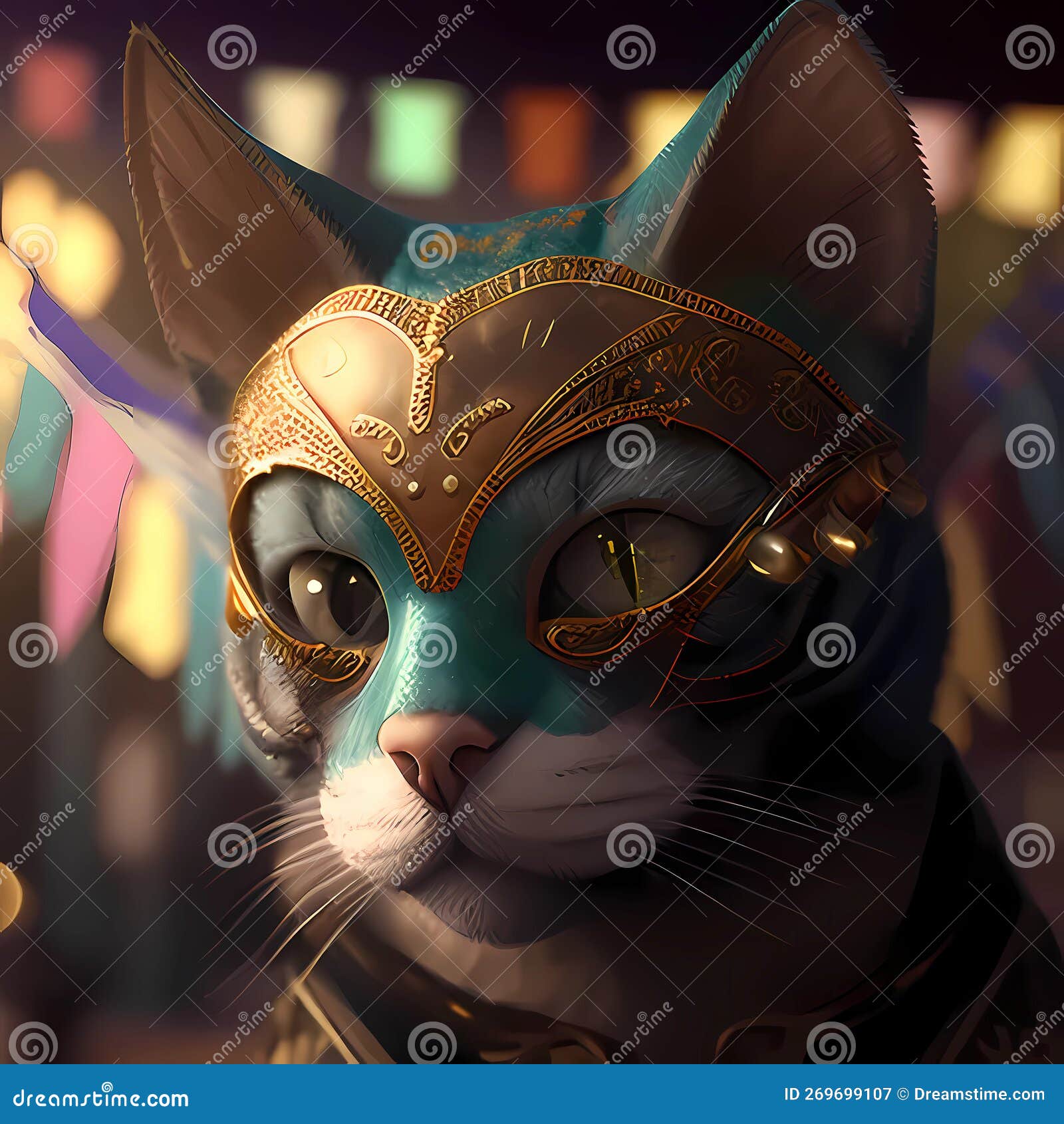 Cat in a Carnival Mask. Masquerade. Generative Ai Stock Image - Image ...