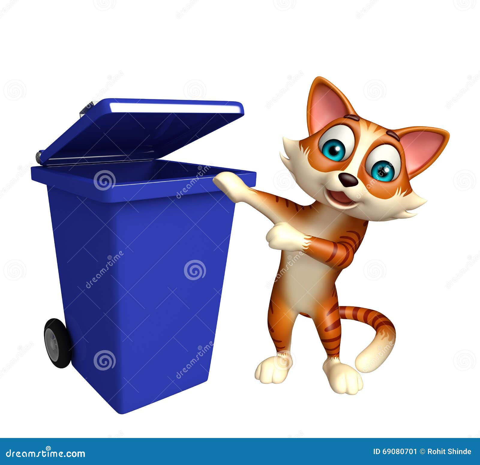 Cartoon Dustbin With Hands Laughing Happily Vector Illustration ...