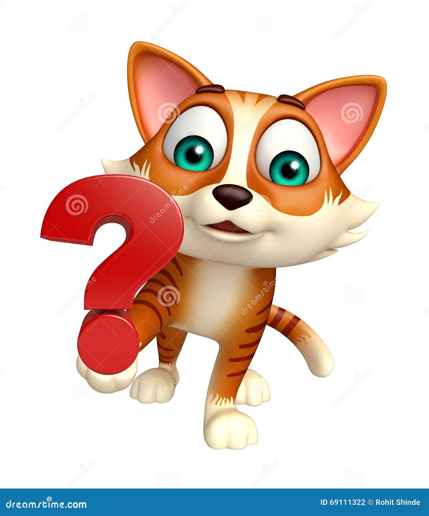 Cat Cartoon Character with Question Mark Sign Stock Illustration ...