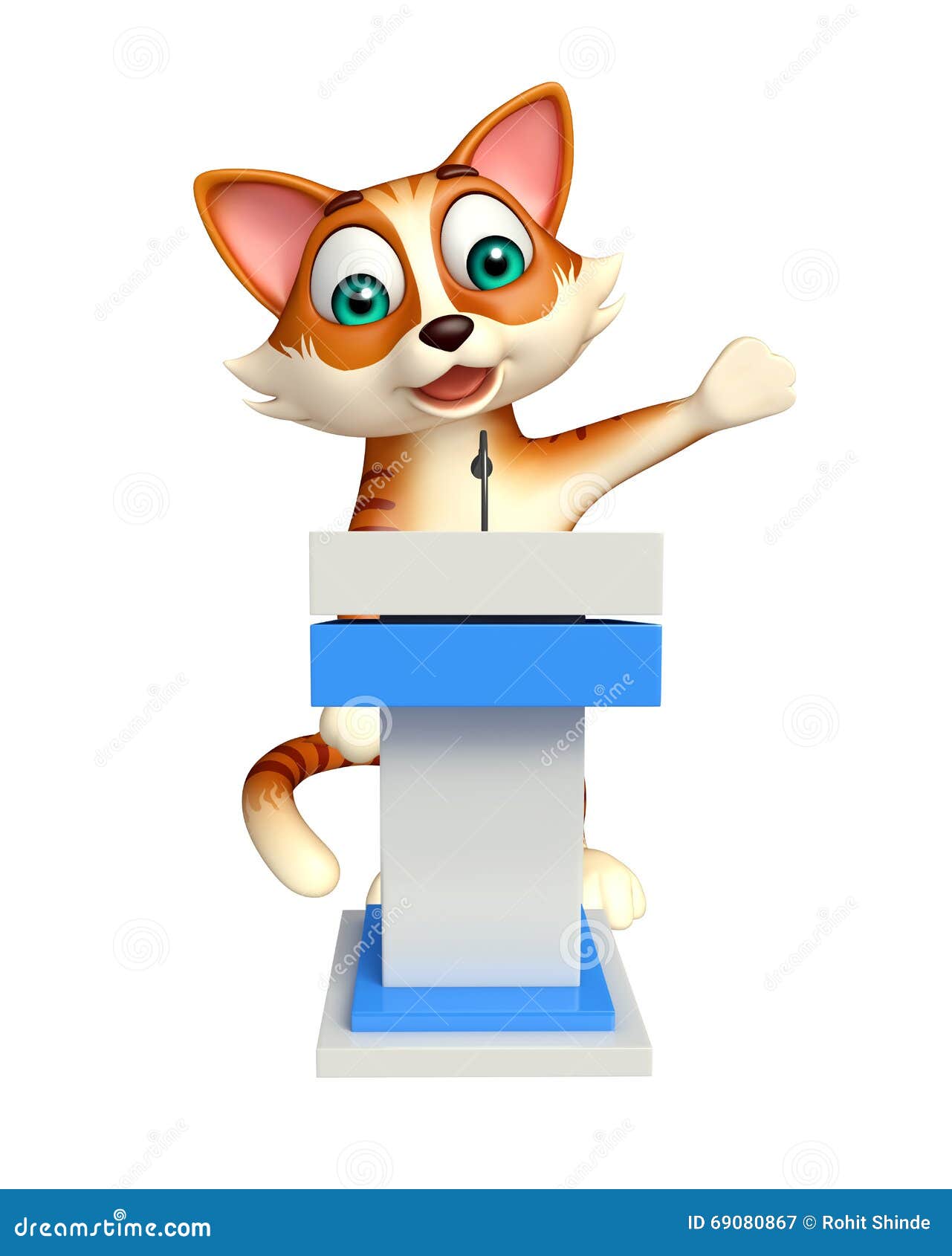 Cat Cartoon Character with Speech Stage Stock Illustration ...