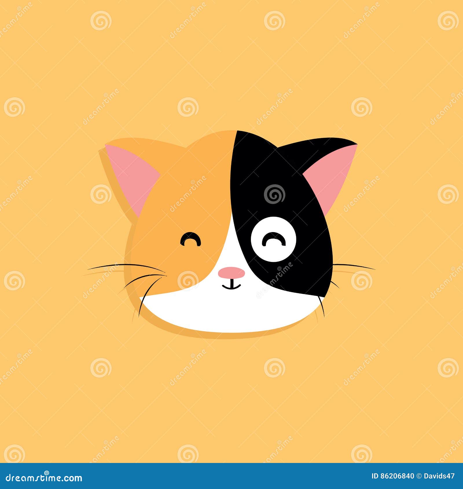 Cat cartoon face stock vector. Illustration of face, adorable - 86206840