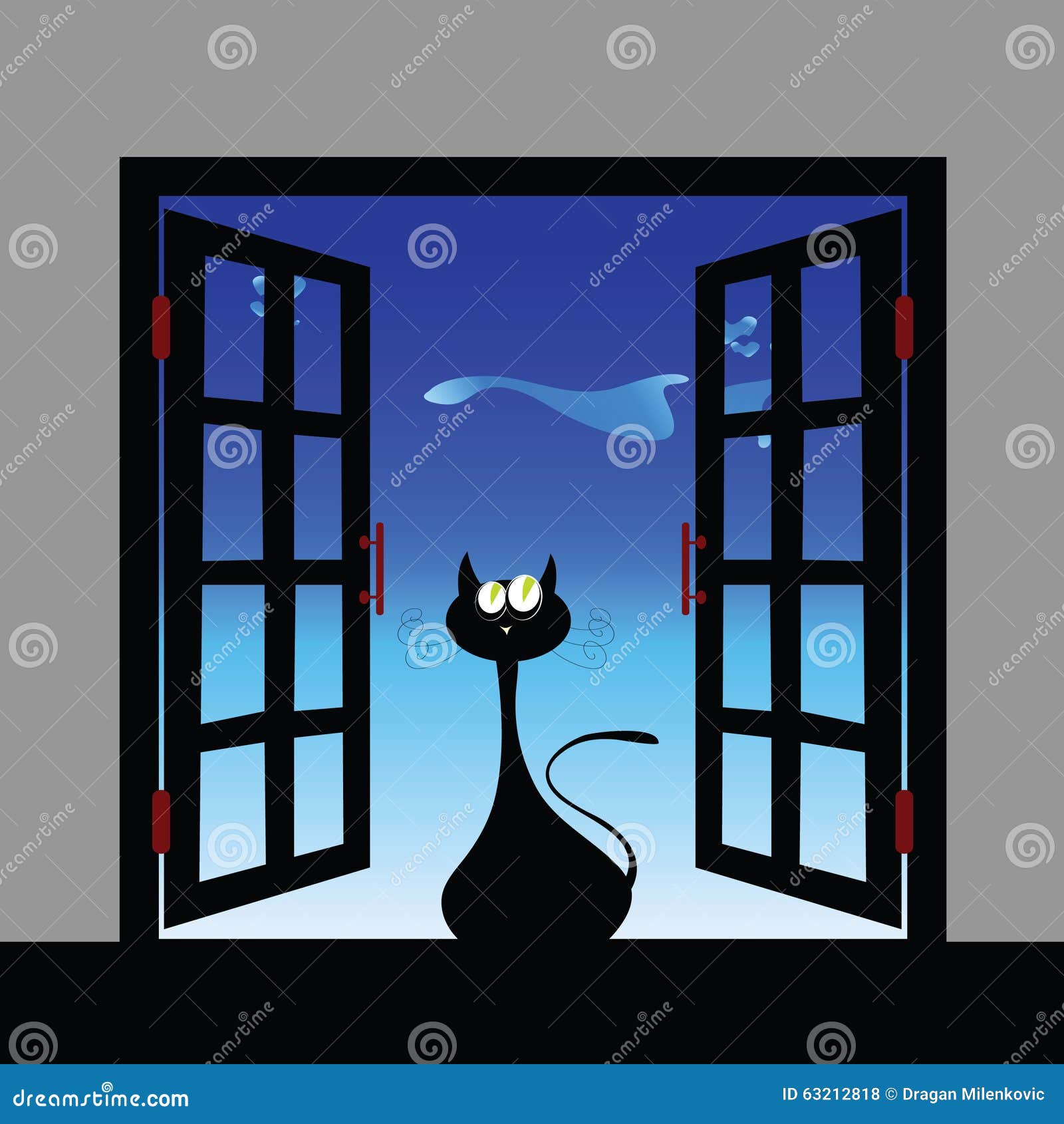 Cat Cartoon Front of Window Vector Stock Vector - Illustration of ...