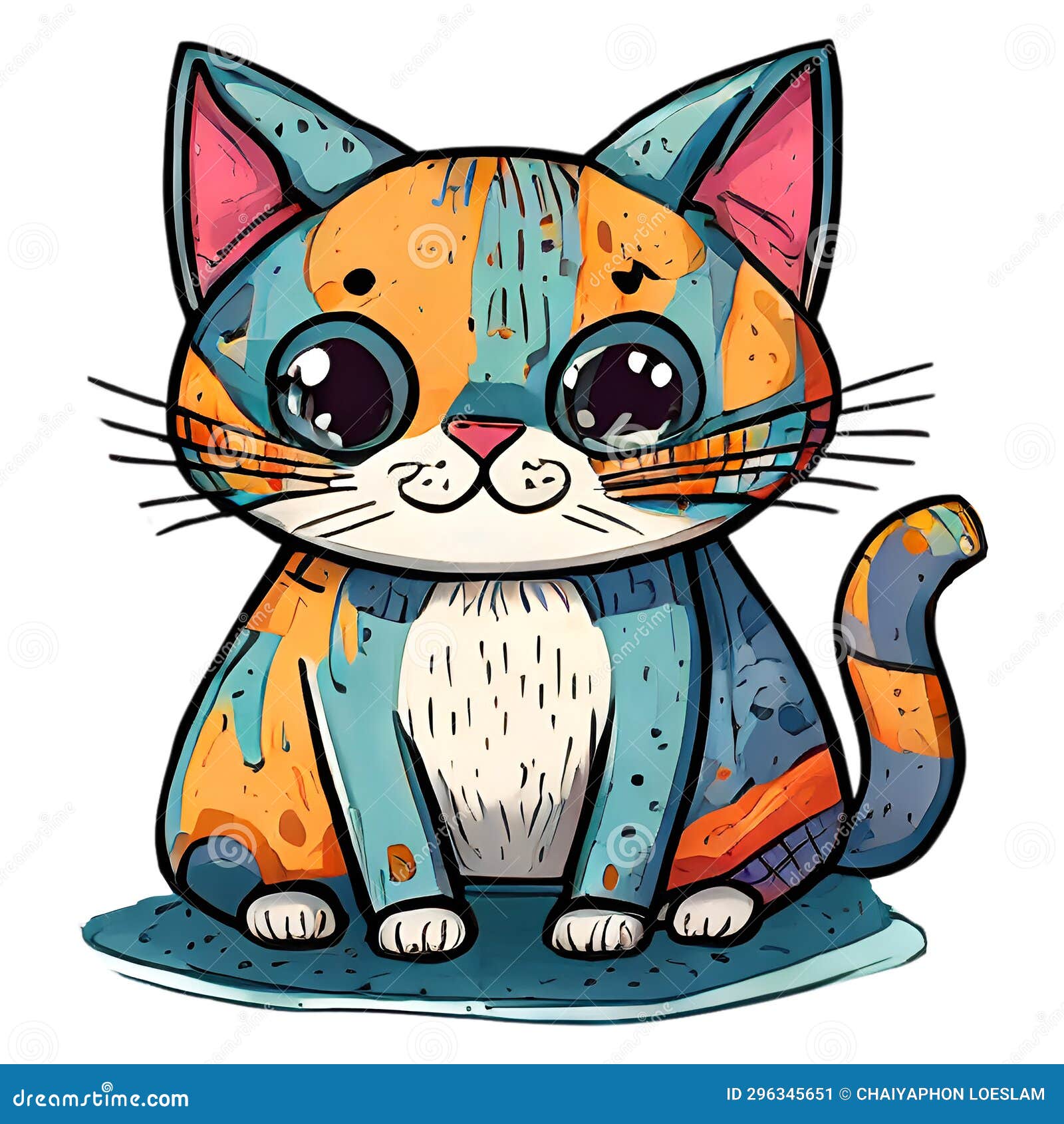 Cat in Cartoon Style, Cartoon Character Cat Stock Illustration ...
