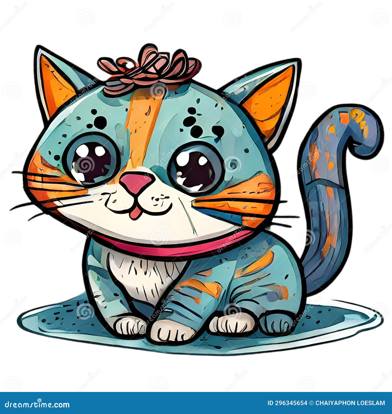 Cat in Cartoon Style, Cartoon Character Cat Stock Illustration ...