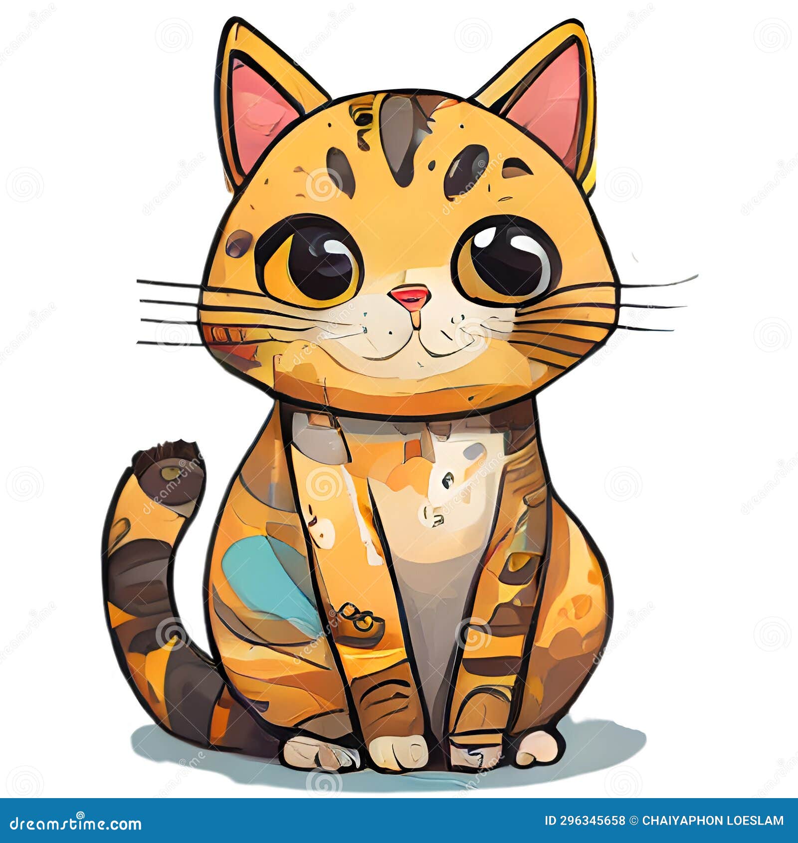 Cat in Cartoon Style, Cartoon Character Cat Stock Illustration ...