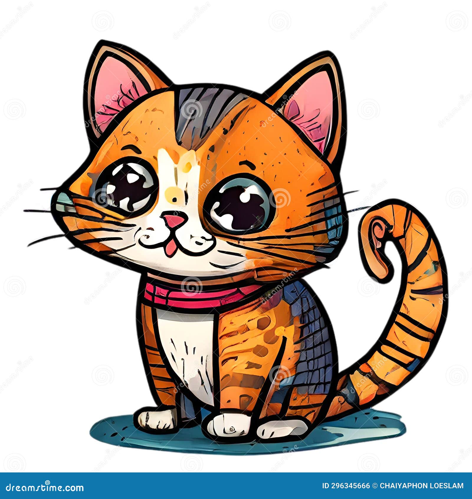 Cat in Cartoon Style, Cartoon Character Cat Stock Illustration ...