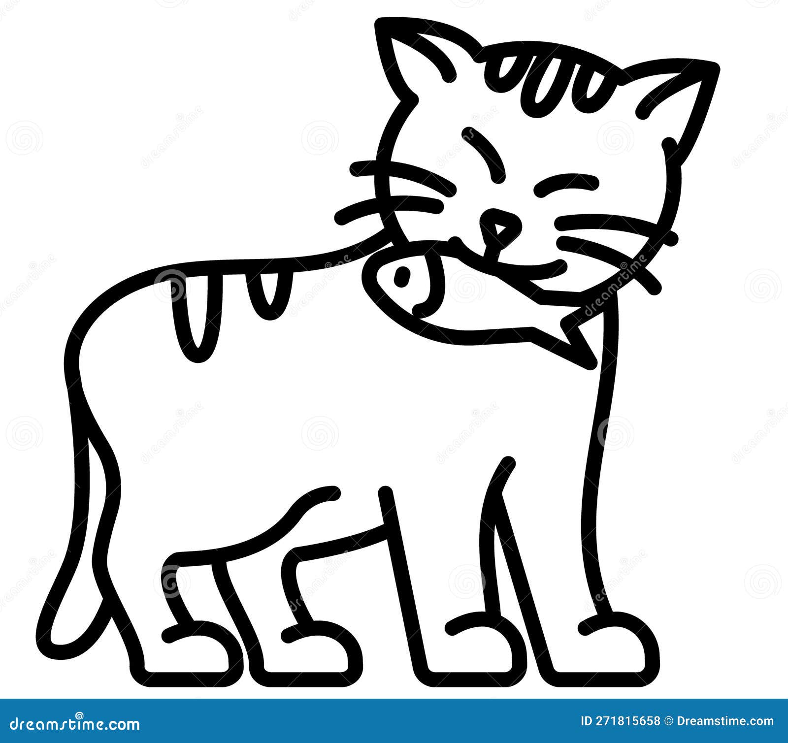 Illustration of Cat Catching Fish. Stock Illustration - Illustration of ...