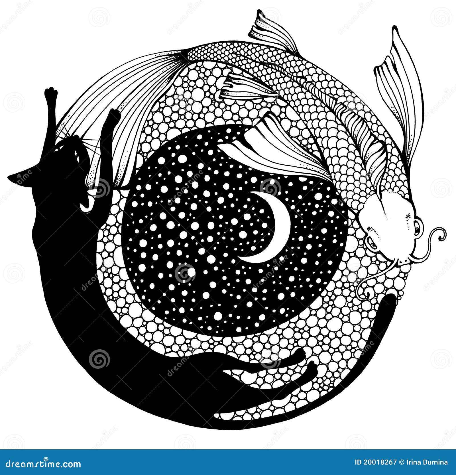 Cat Catching Fish stock illustration. Illustration of hunt - 20018267