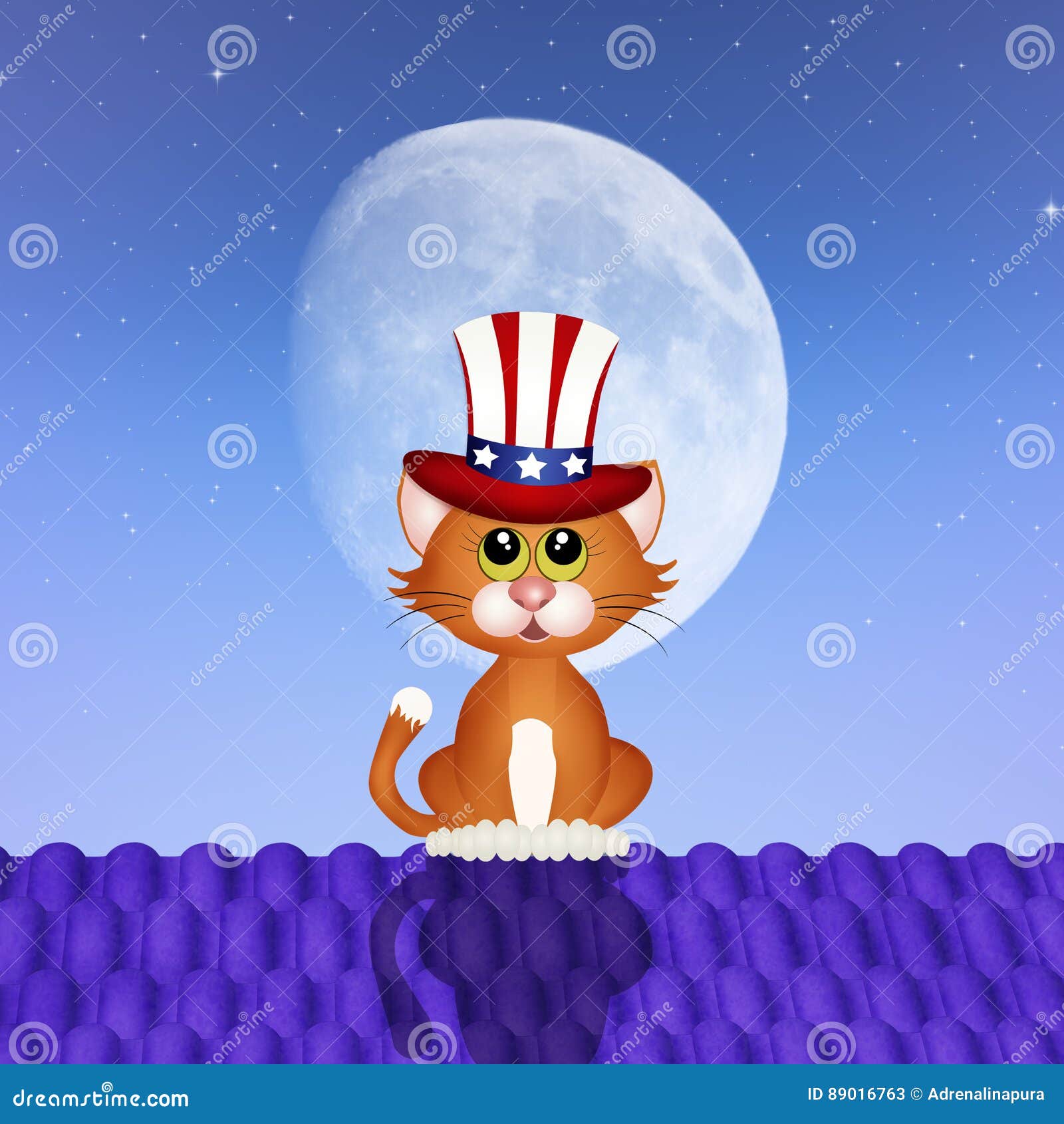 Cat Celebrate Independence Day Stock Illustration - Illustration of ...