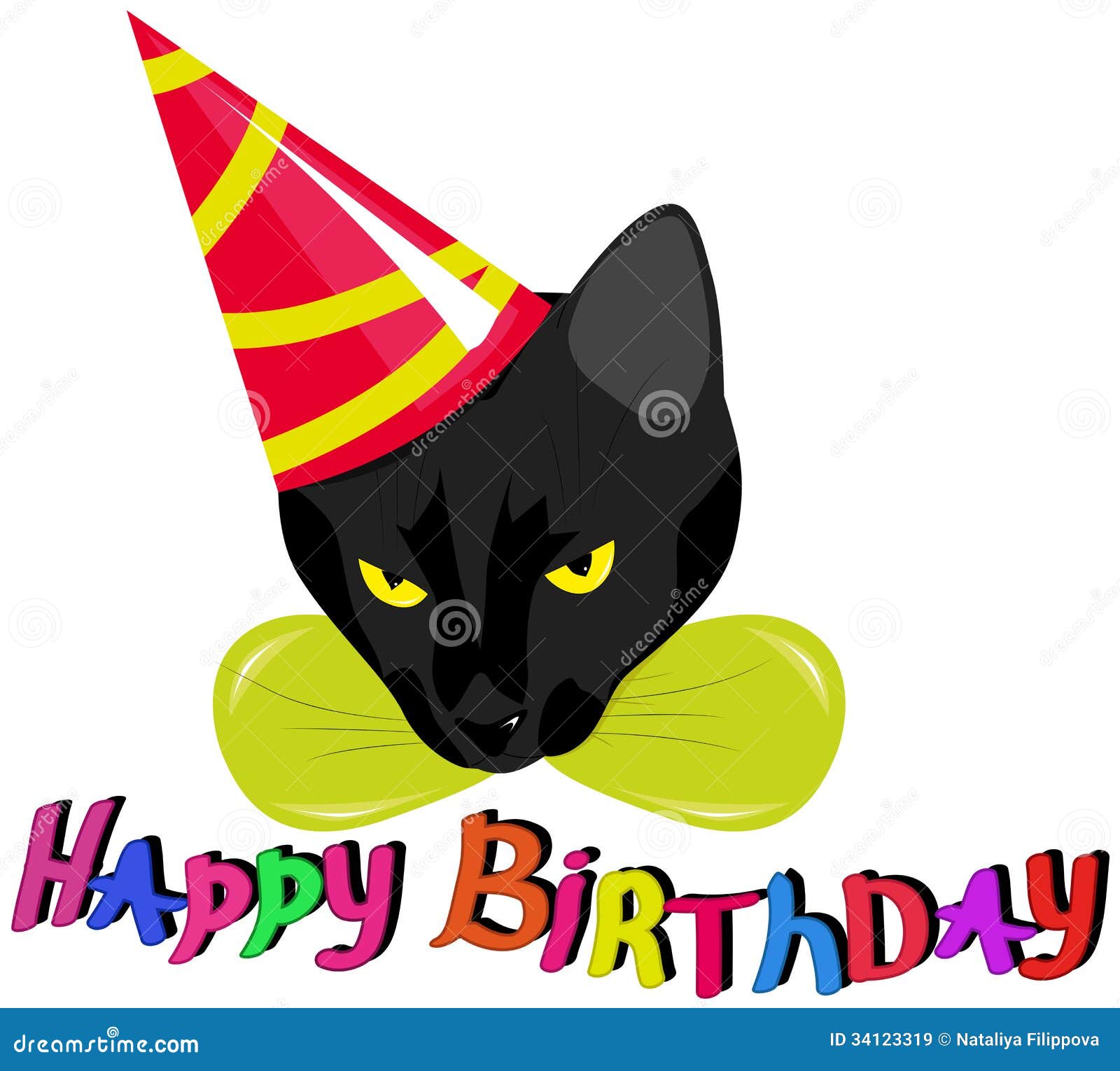 Cat in a celebratory cap stock vector. Illustration of happy - 34123319