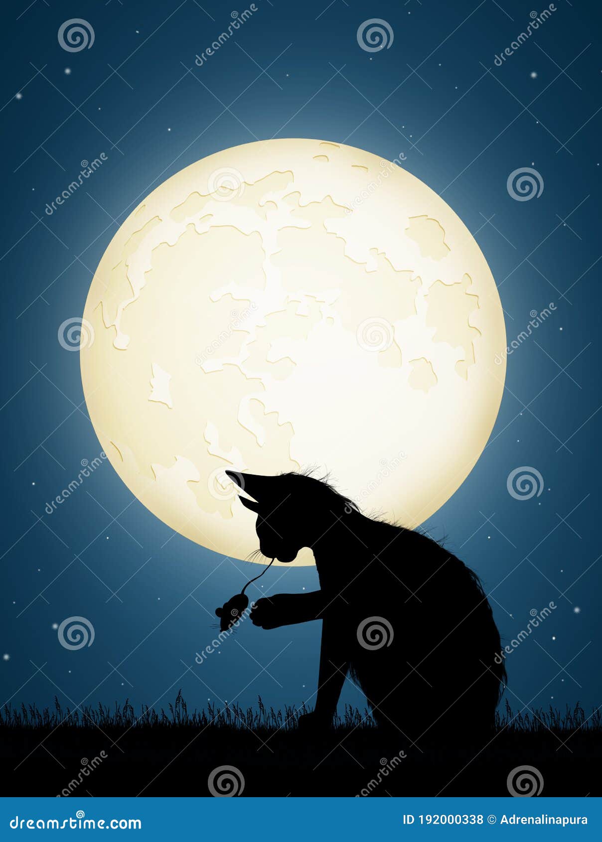 Cat Chasing Mice in the Night Stock Illustration - Illustration of ...