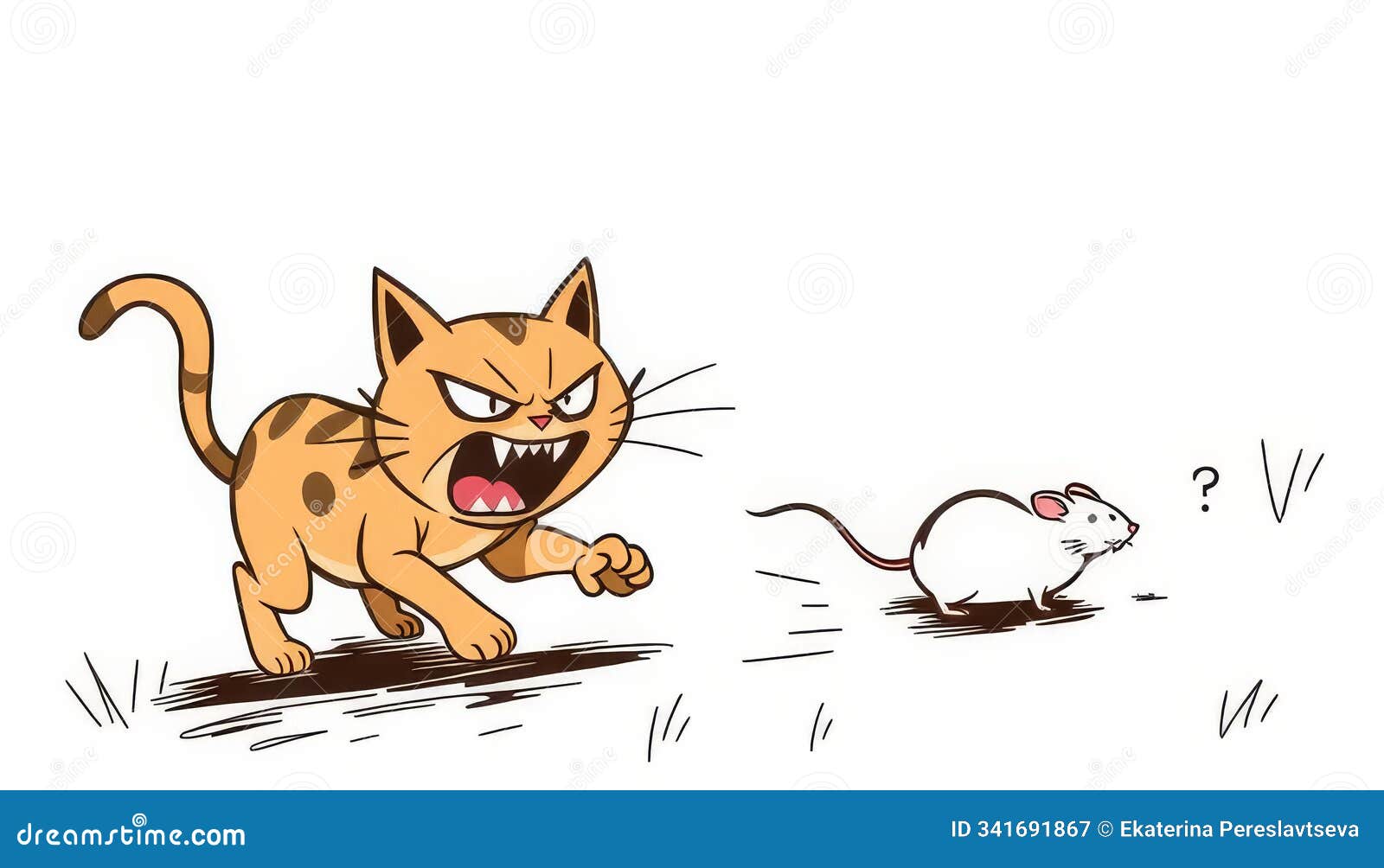 A cat is chasing a mouse stock illustration. Illustration of beautiful ...