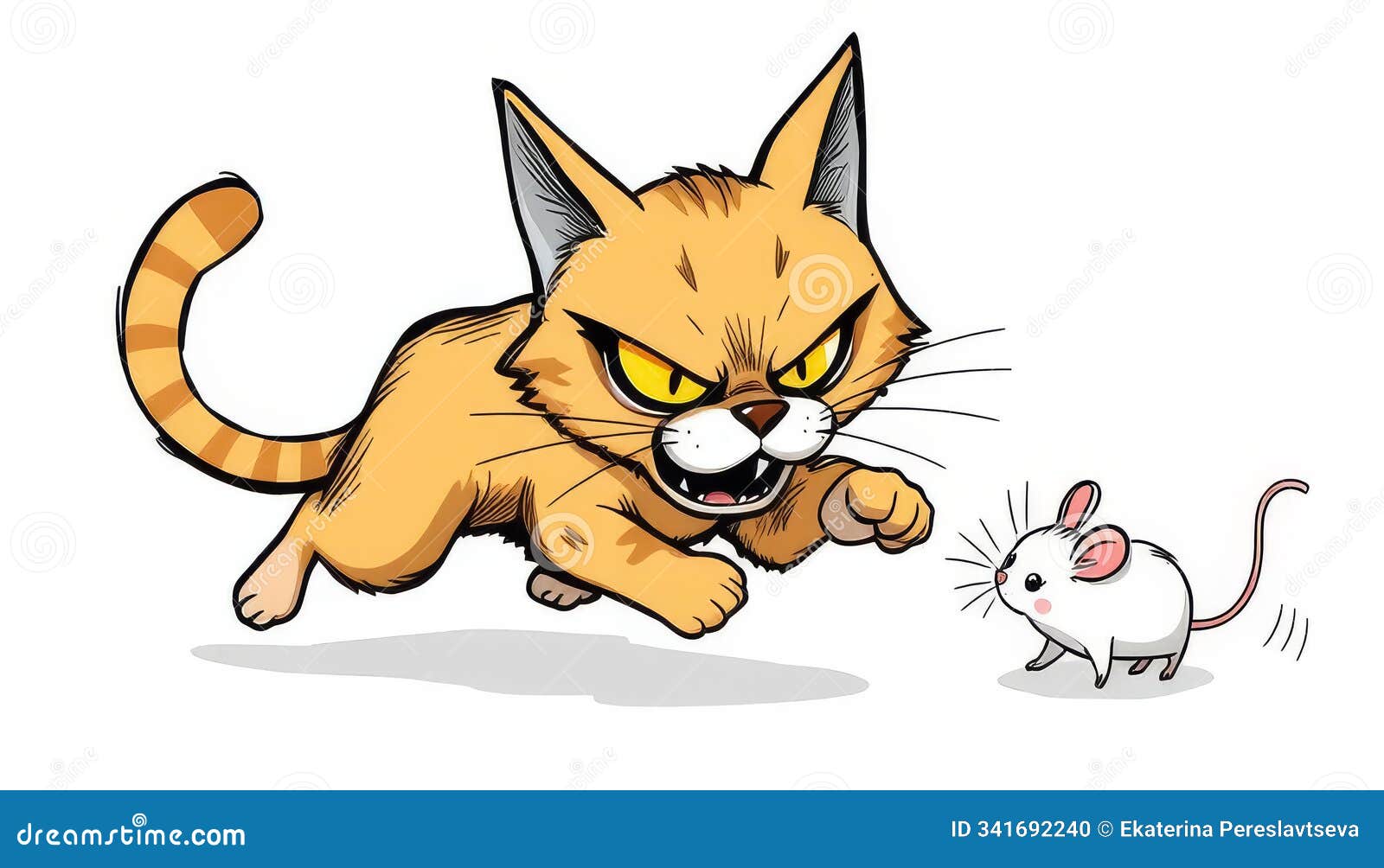A cat is chasing a mouse stock photo. Image of baby - 341692240