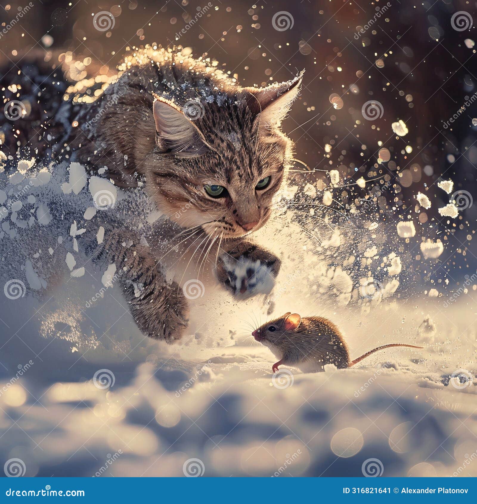 A cat is chasing a mouse stock illustration. Illustration of light ...