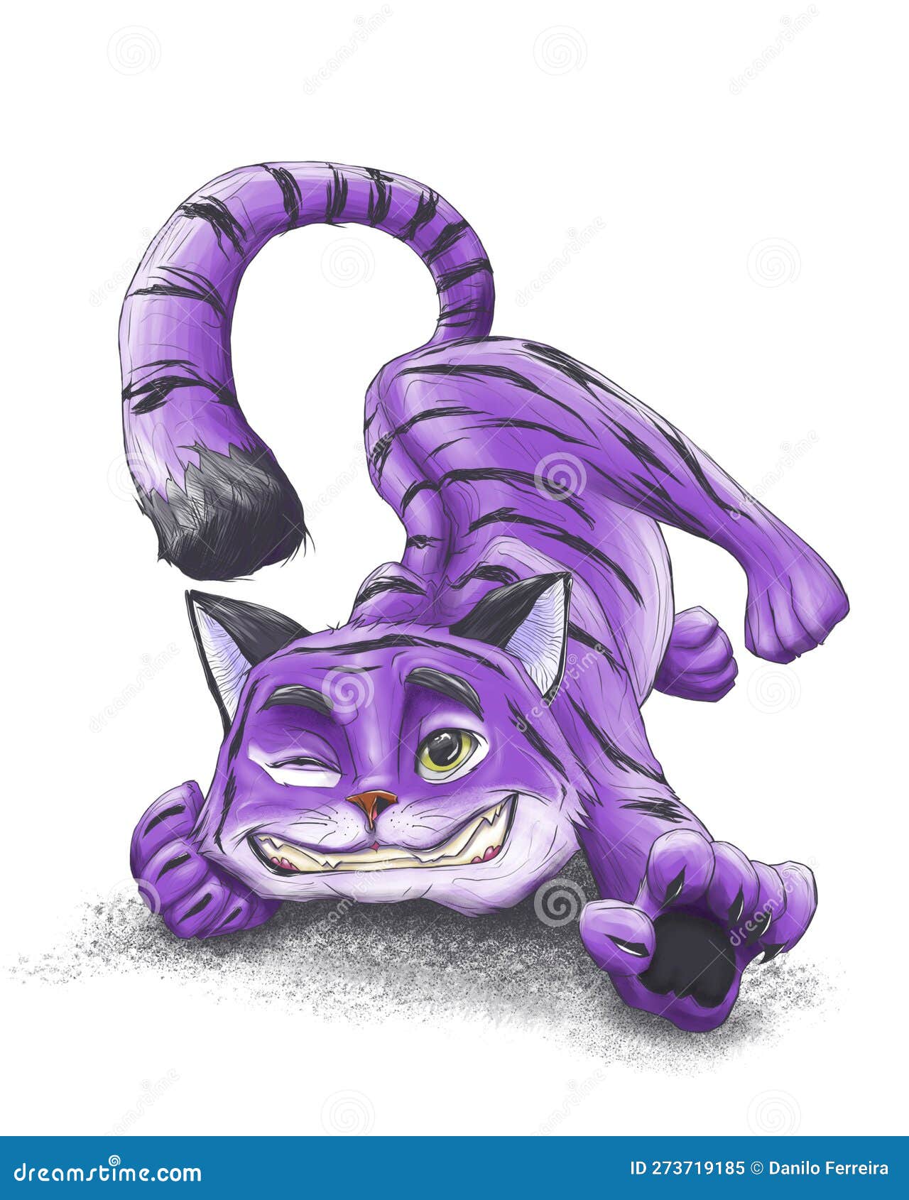 Purple Smile Cat stock vector. Illustration of sketch - 273719185