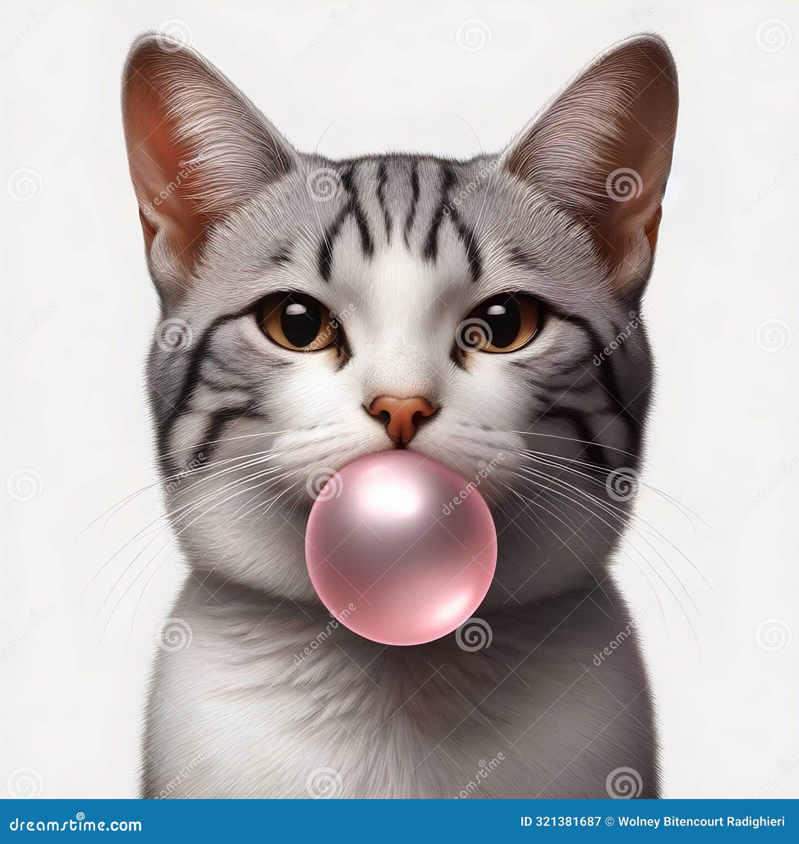 Cat with chewing gum 3 stock illustration. Illustration of digital ...