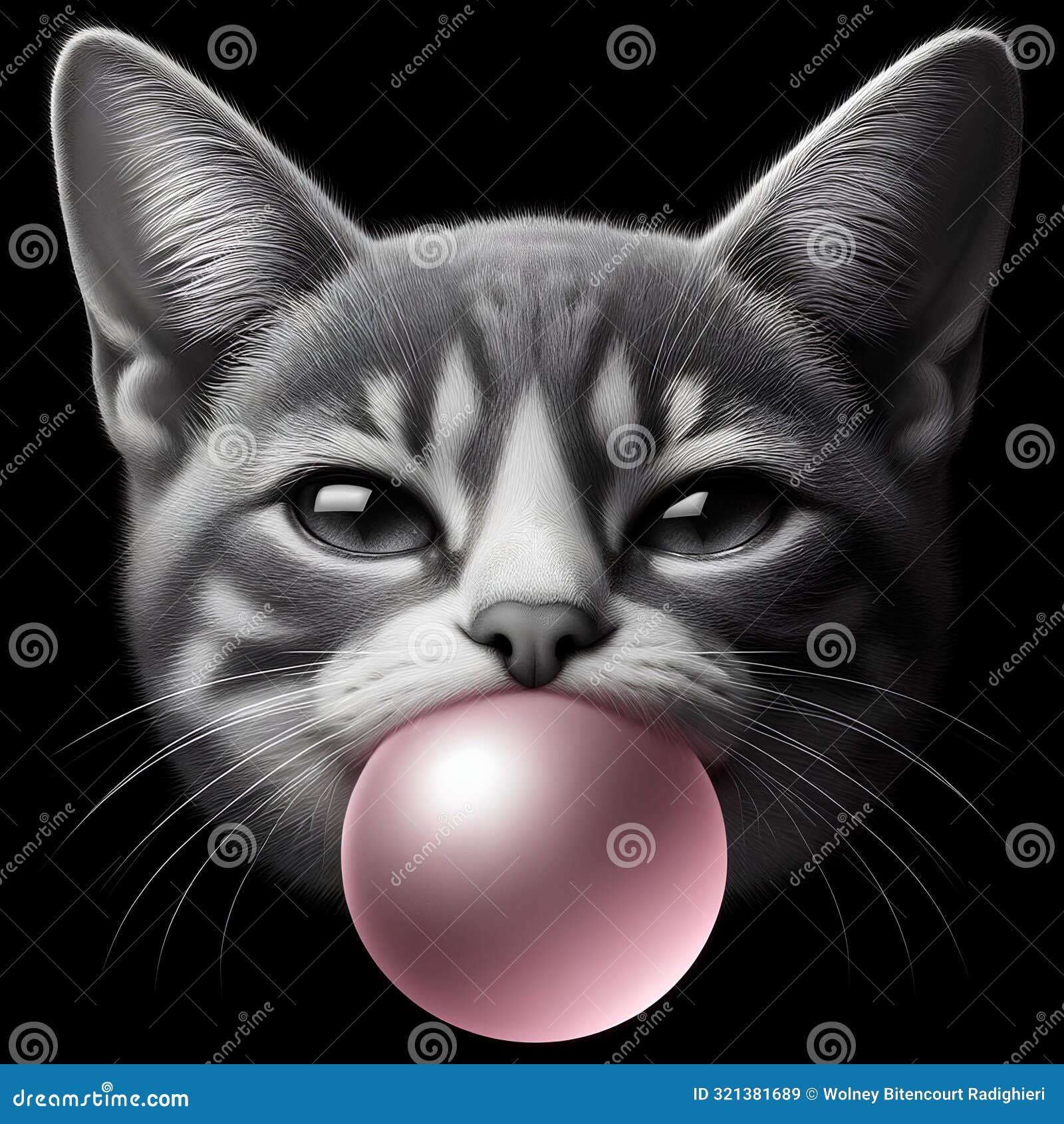 Cat with chewing gum 1 stock illustration. Illustration of animal ...