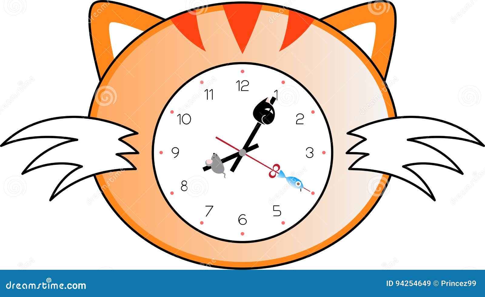 Cat clock stock vector. Illustration of wall, mice, gadget - 94254649