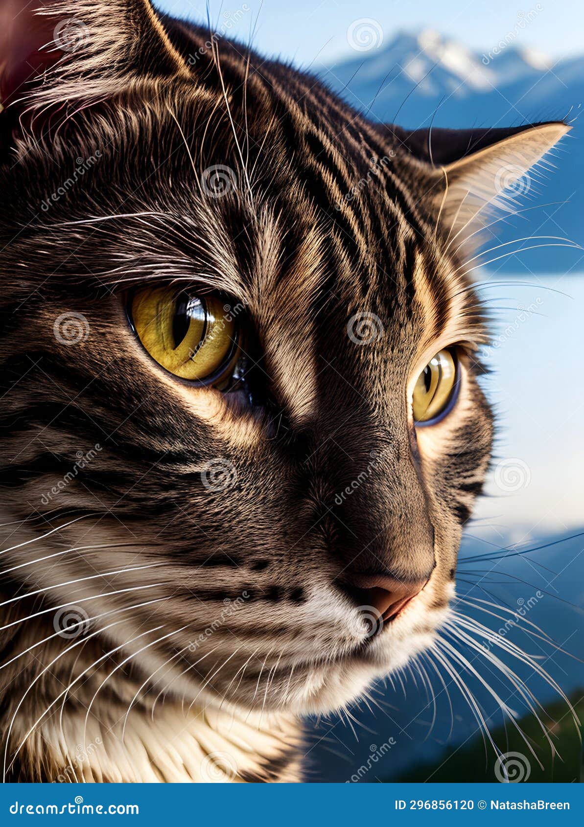 Cat Closeup Mountains Highly Detailed HDR K. Stock Photo - Image of ...