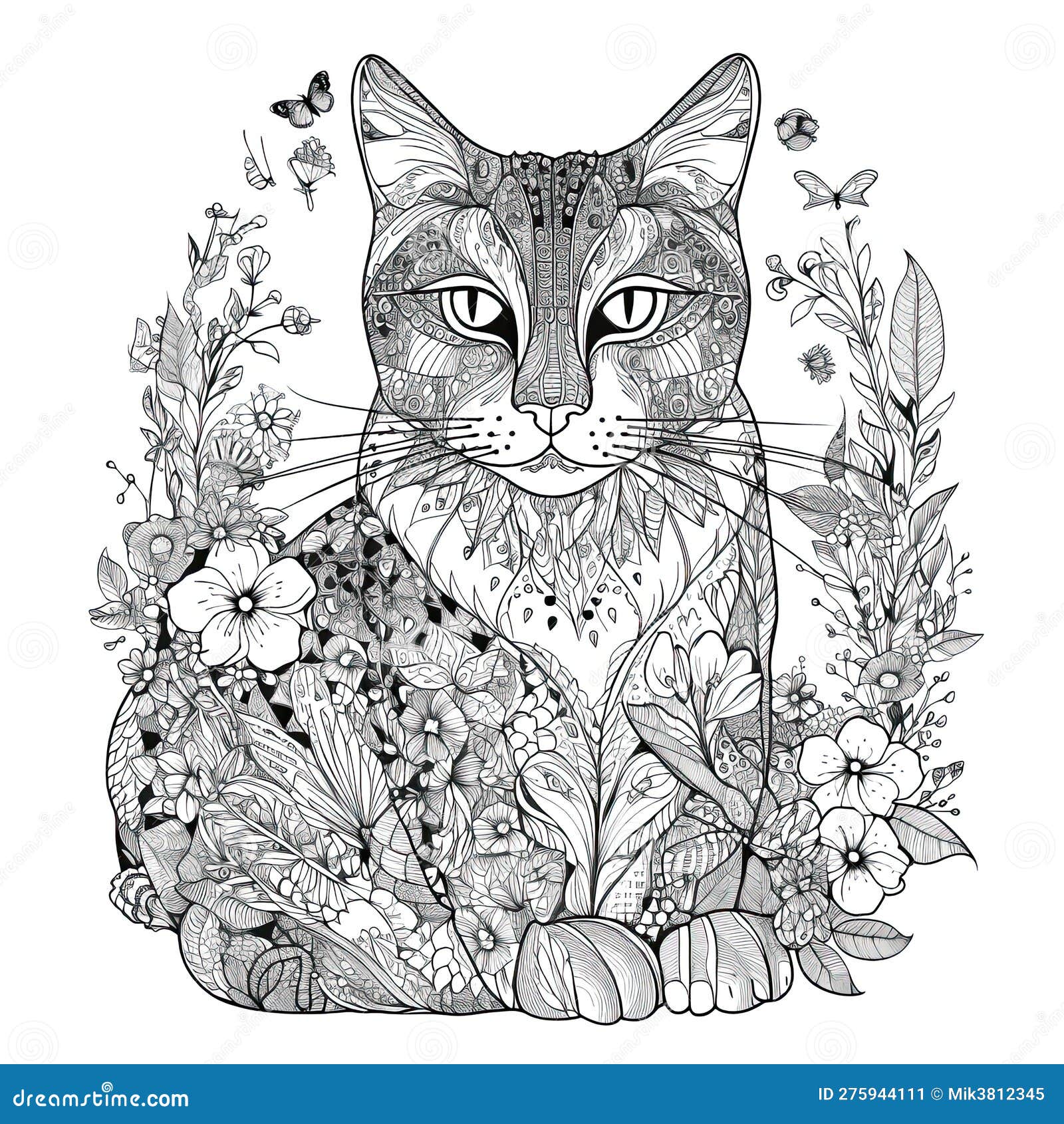 Cat for coloring book. stock illustration. Illustration of white ...
