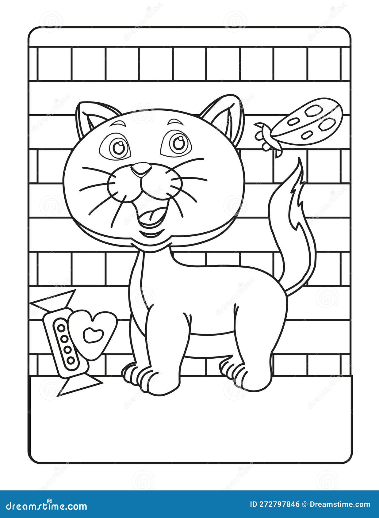 Cute Cat Outline Coloring Page for Kids Animal Coloring Book Cartoon ...