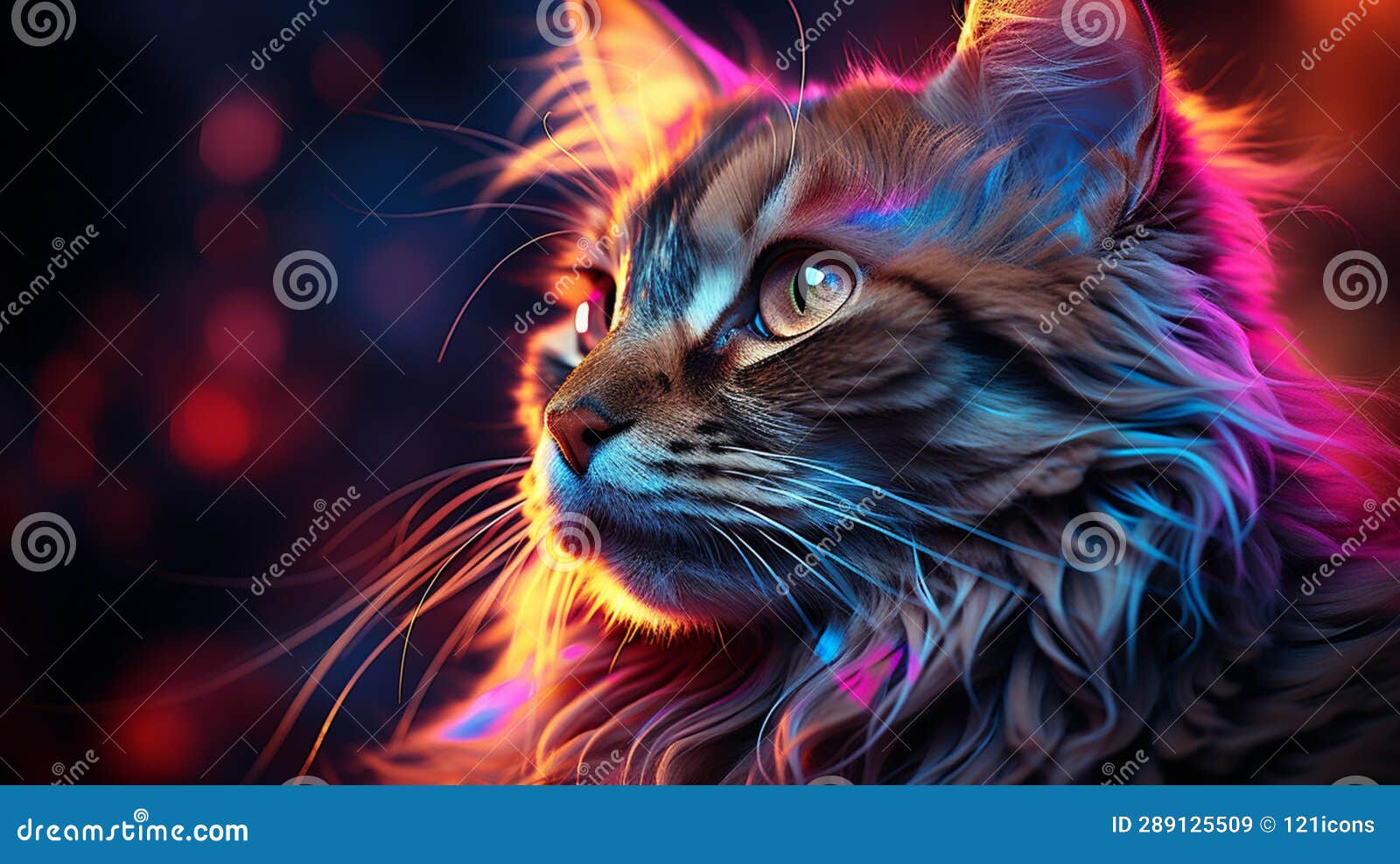 A Cat with Colors on Its Face Stock Illustration - Illustration of ...