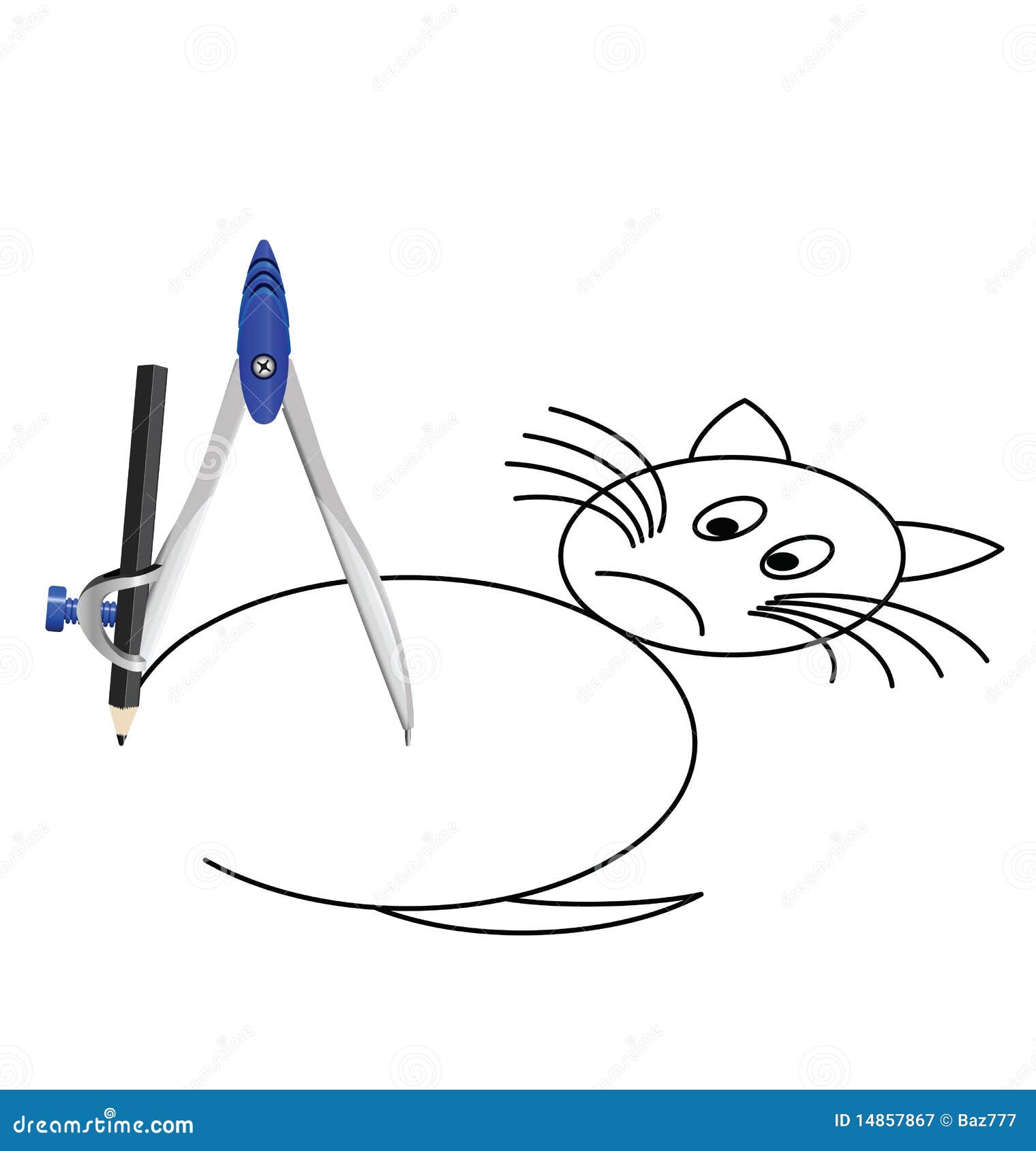 Cat with a compass stock vector. Illustration of creativity - 14857867