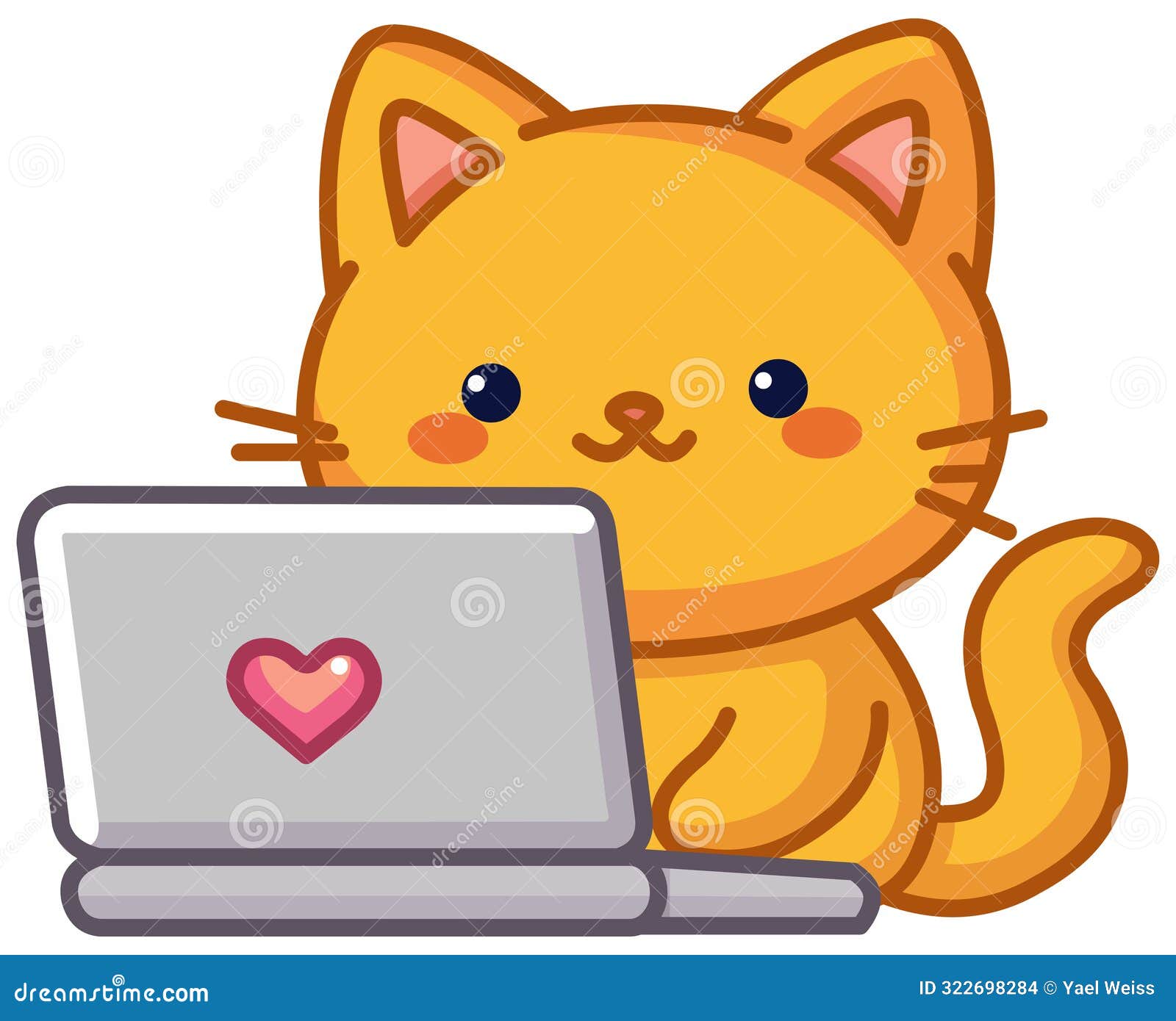 Cat with Computer stock illustration. Illustration of computer - 322698284