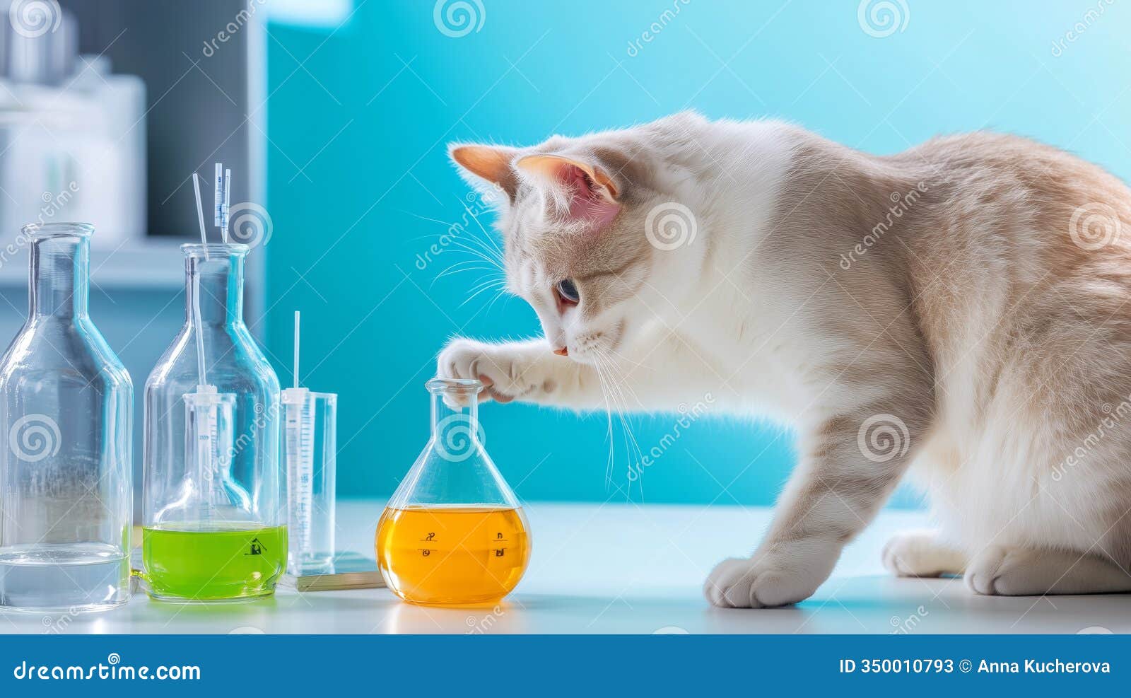 Colorful Liquids In Flasks Demonstrate PH Indicator Reactions In Lab ...