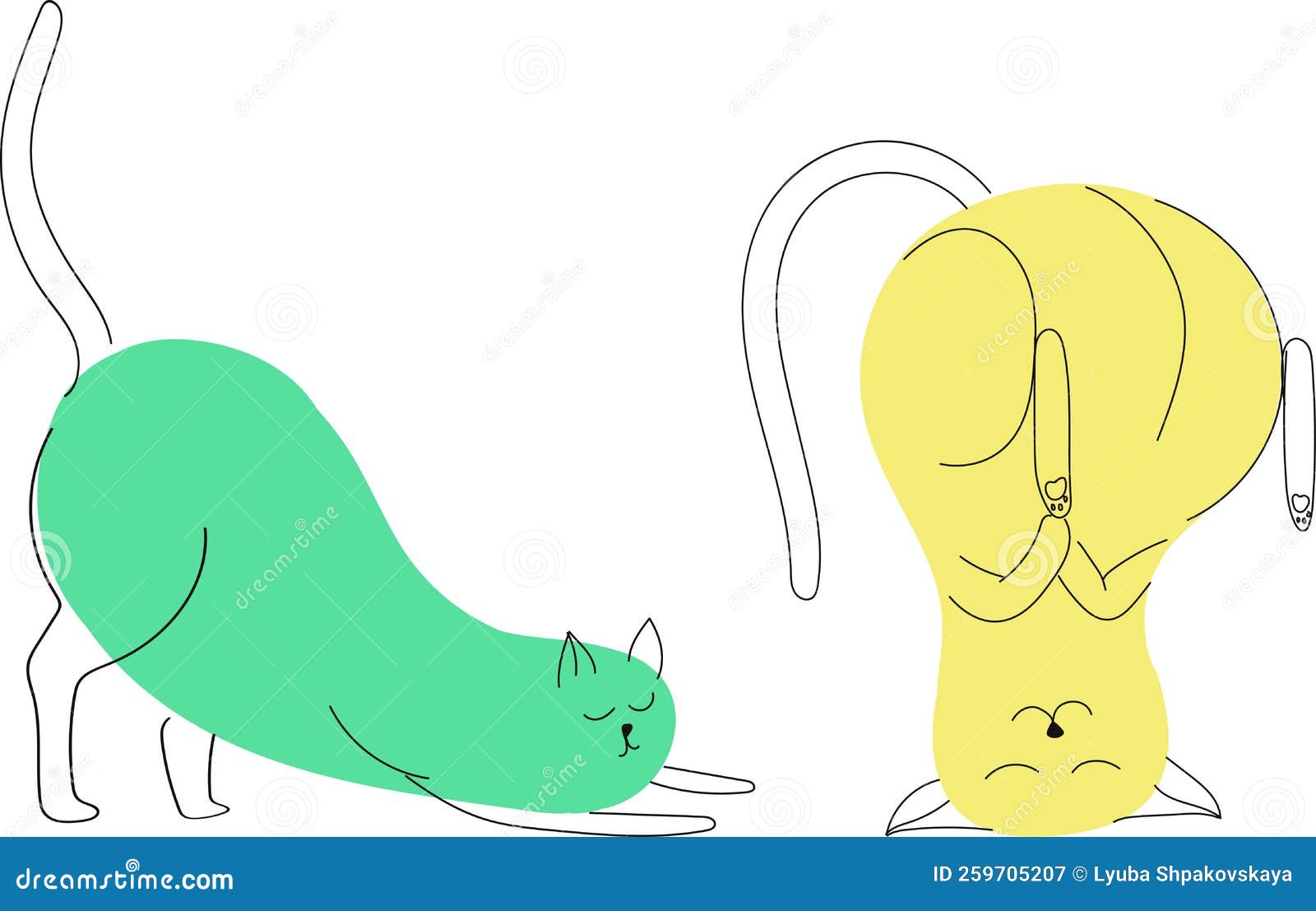 Cat Continuous Line Drawing. Cat Simple Contour Drawing. Green and ...