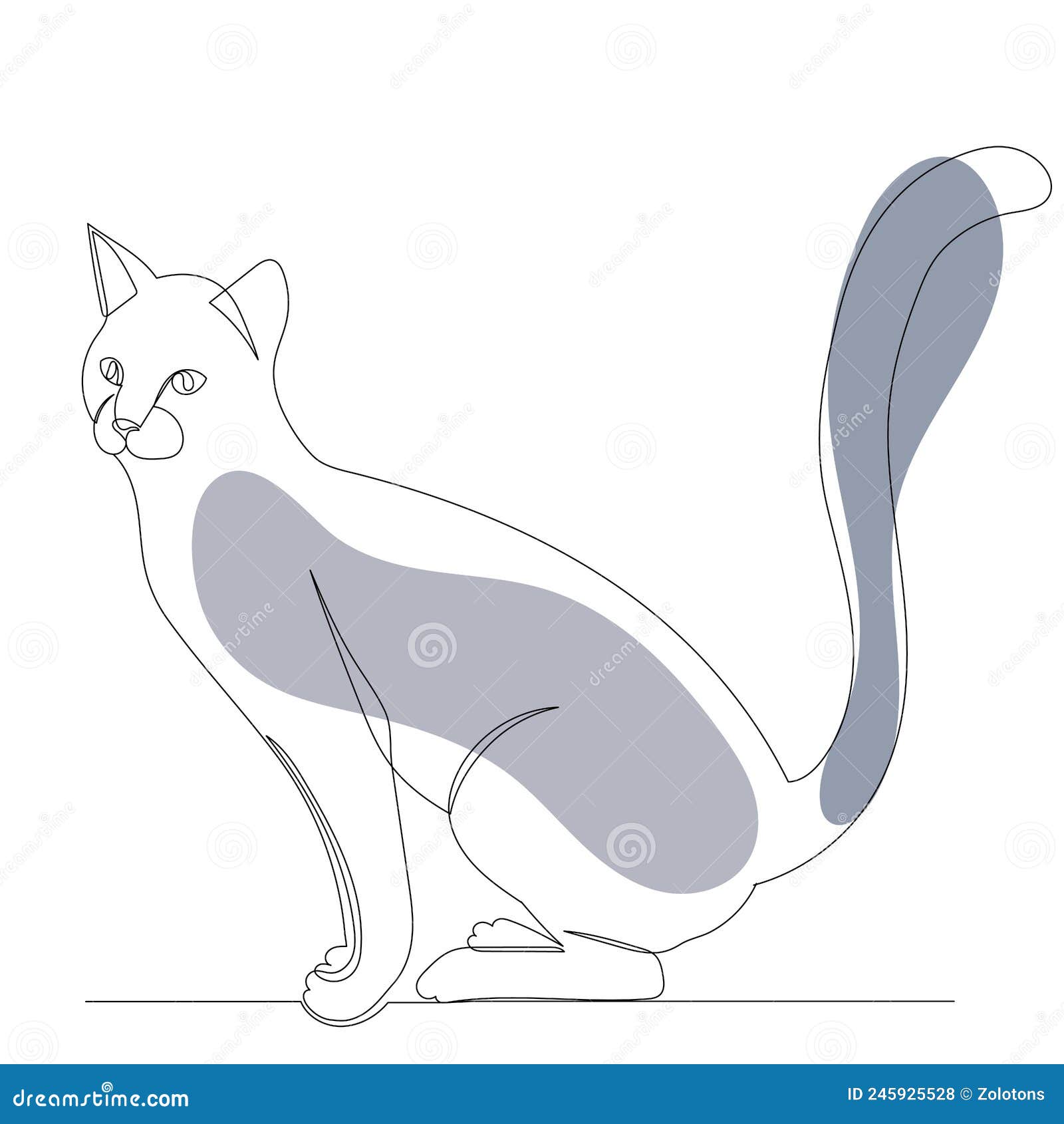 Cat Continuous Line Drawing, Sketch Stock Vector - Illustration of ...