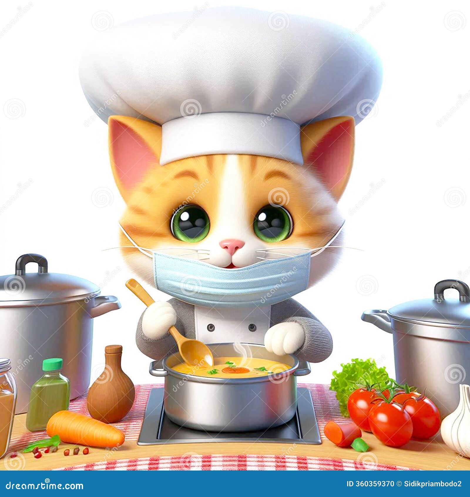 Cat cooking stock illustration. Illustration of healthy - 360359370