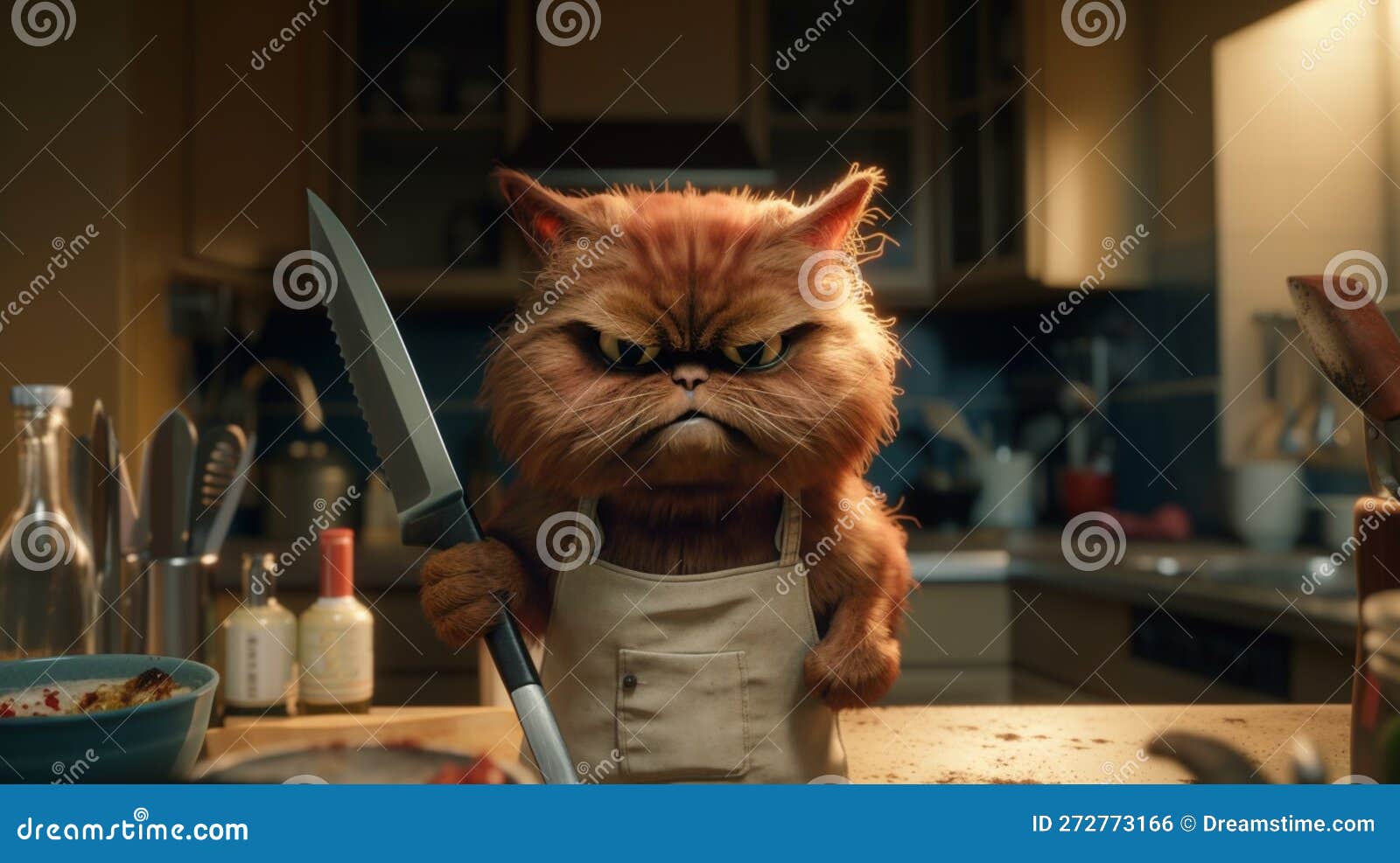 Cat Cooking in the Kitchen. Generative Ai Stock Illustration ...