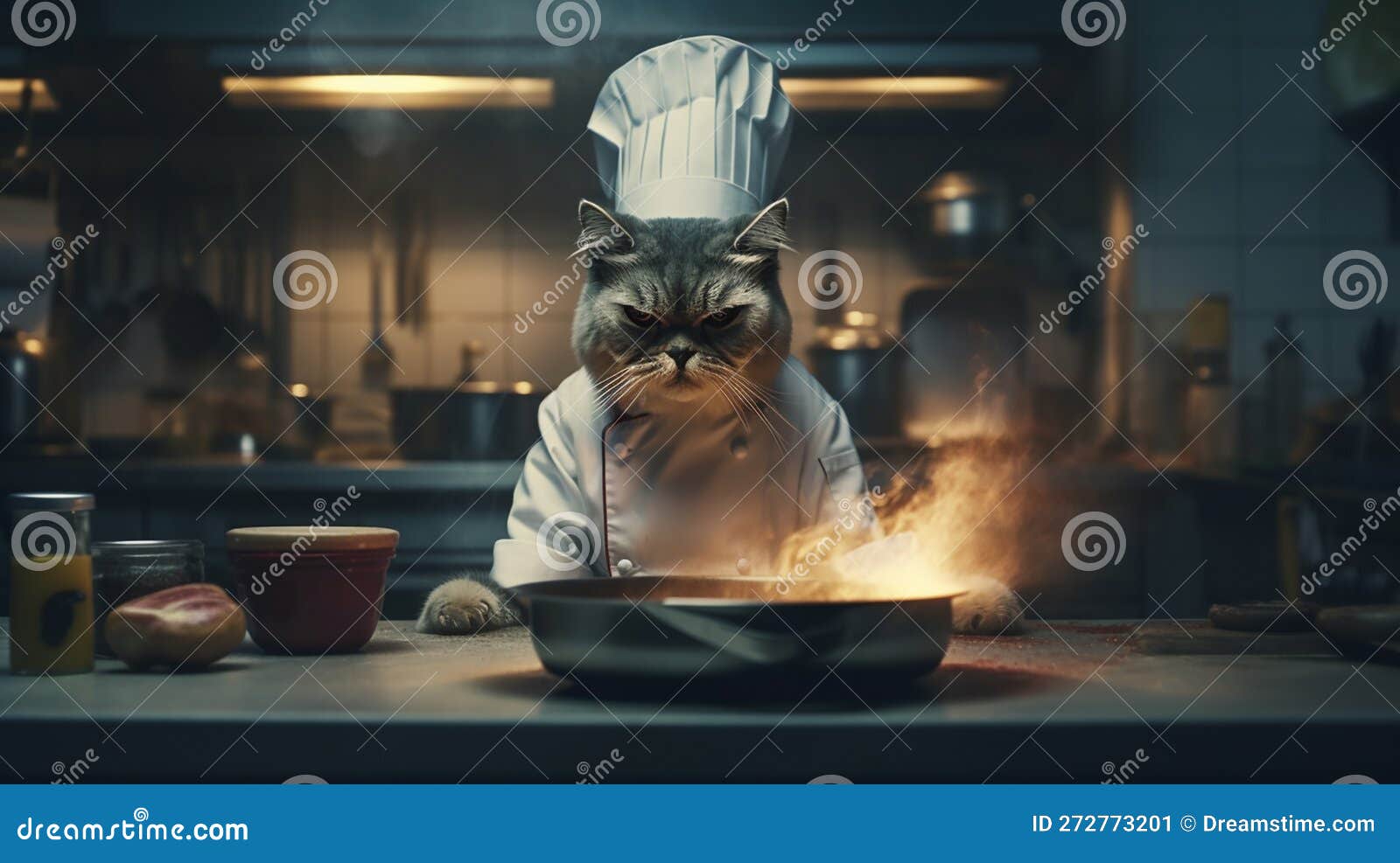 Cat Cooking in the Kitchen. Generative Ai Stock Illustration ...