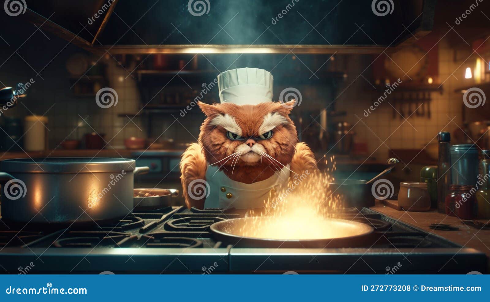 Cat Cooking in the Kitchen. Generative Ai Stock Illustration ...