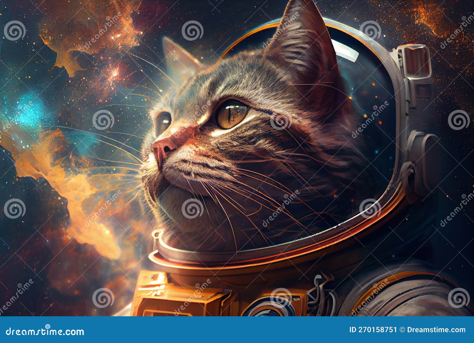 Cat Cosmonaut: an Epic Journey Across the Universe. Generative AI Stock ...